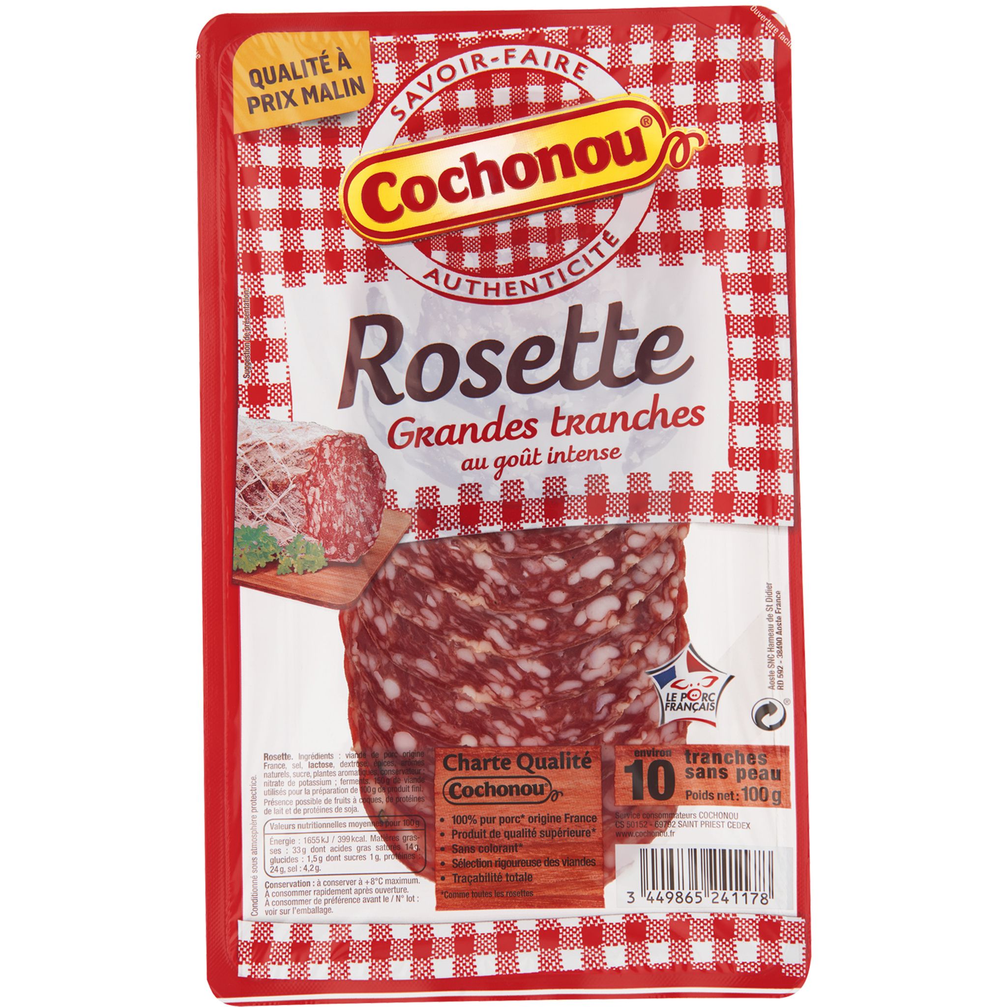 COCHONOU Cochonou rosette pré-tranchée 100g pas cher - Auchan.fr