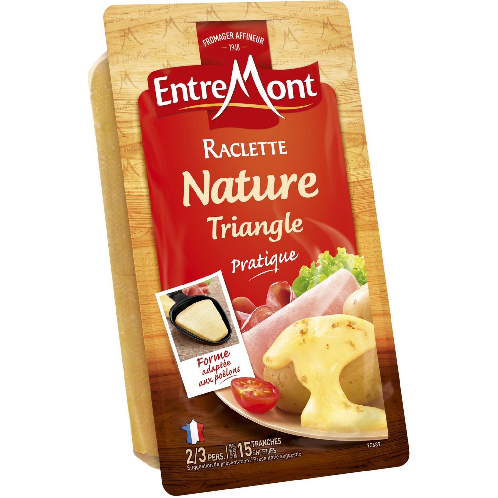 ENTREMONT Fromage à raclette triangle nature 15 tranches 350g pas cher ...