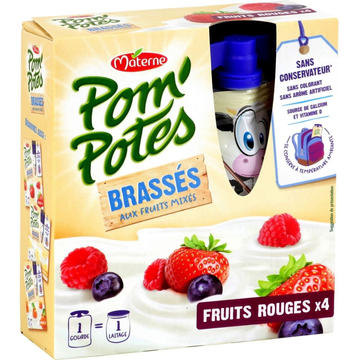 POM'POTES Materne pom pote brassé fruits rouges 4x85g pas cher - Auchan.fr