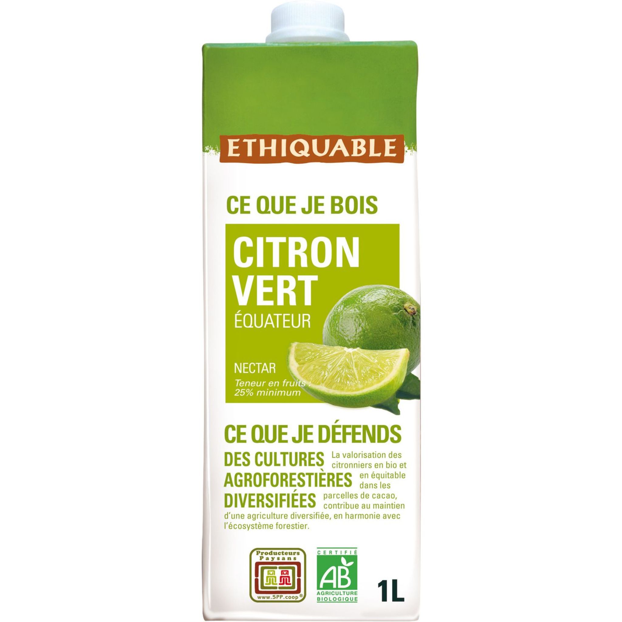 ETHIQUABLE Nectar de citron vert bio Equateur brique 1l pas cher ...