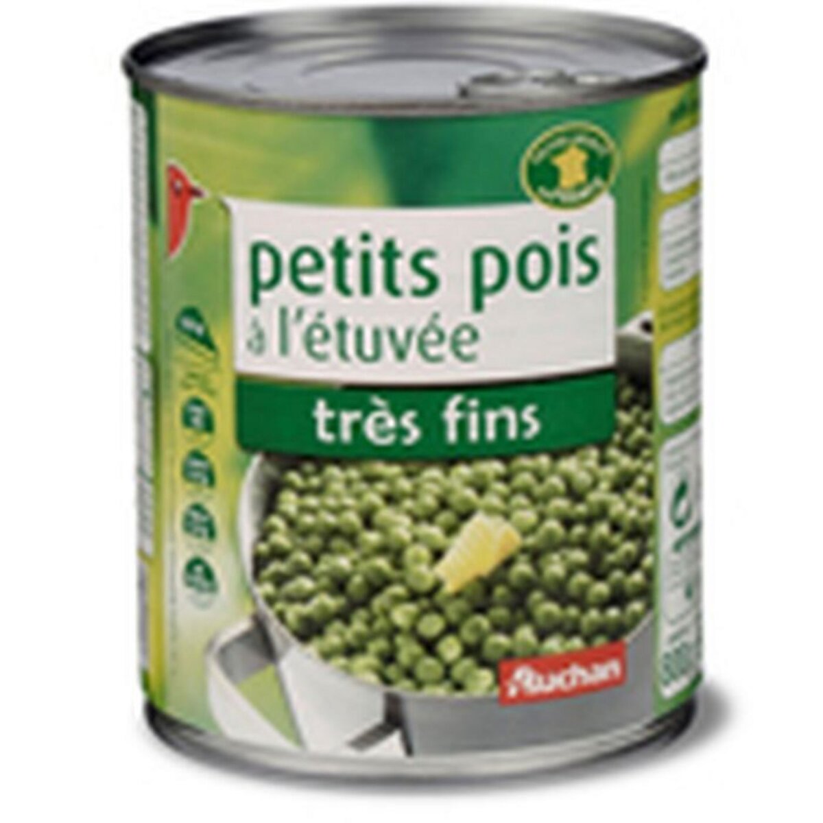 AUCHAN Petits pois très fins à l'étuvée cultivés et récoltés en France ...
