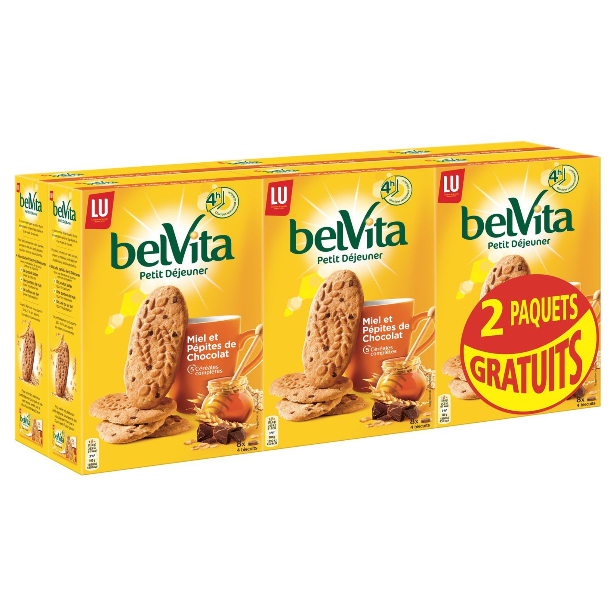 BELVITA Biscuits petit déjeuner au miel pépites de chocolat 6x435g pas ...