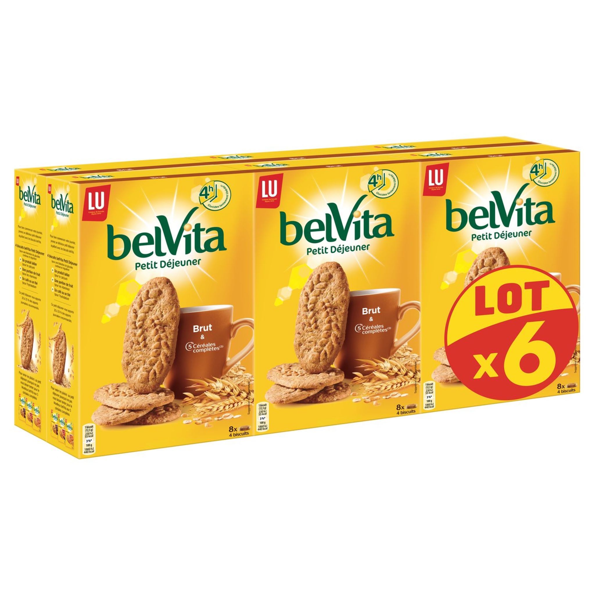 BELVITA Biscuits petit-déjeuner aux 5 céréales, sachets fraîcheur Lot ...