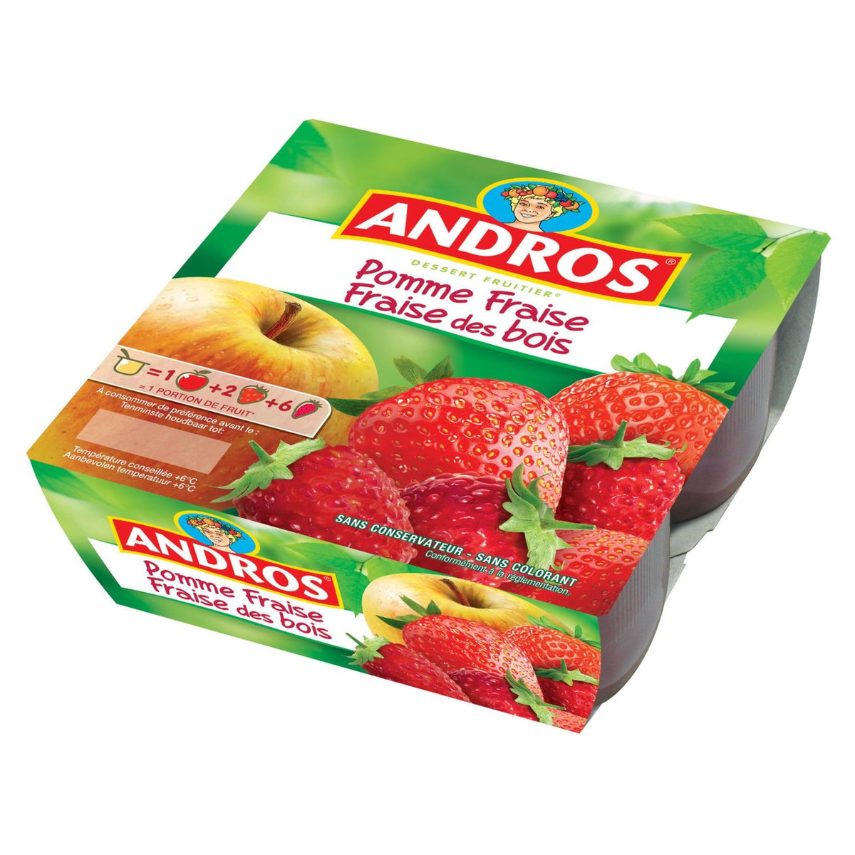 ANDROS Andros compote pomme fraise des bois 4x100g pas cher - Auchan.fr