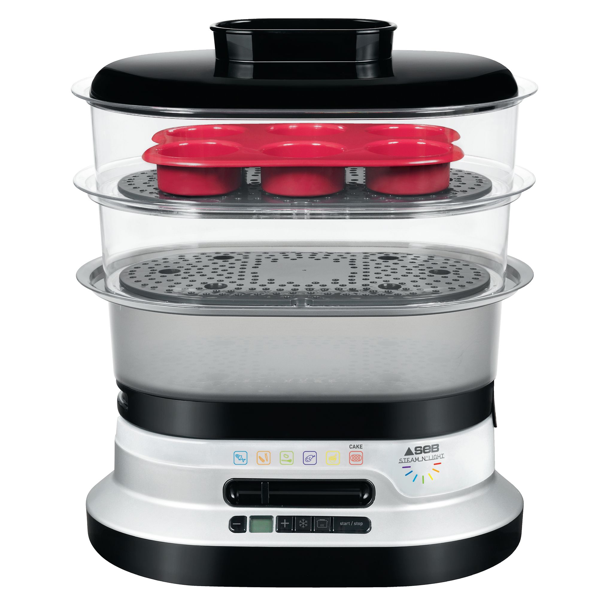 SEB Cuiseur vapeur VC303800 - Chrome et noir pas cher - Auchan.fr