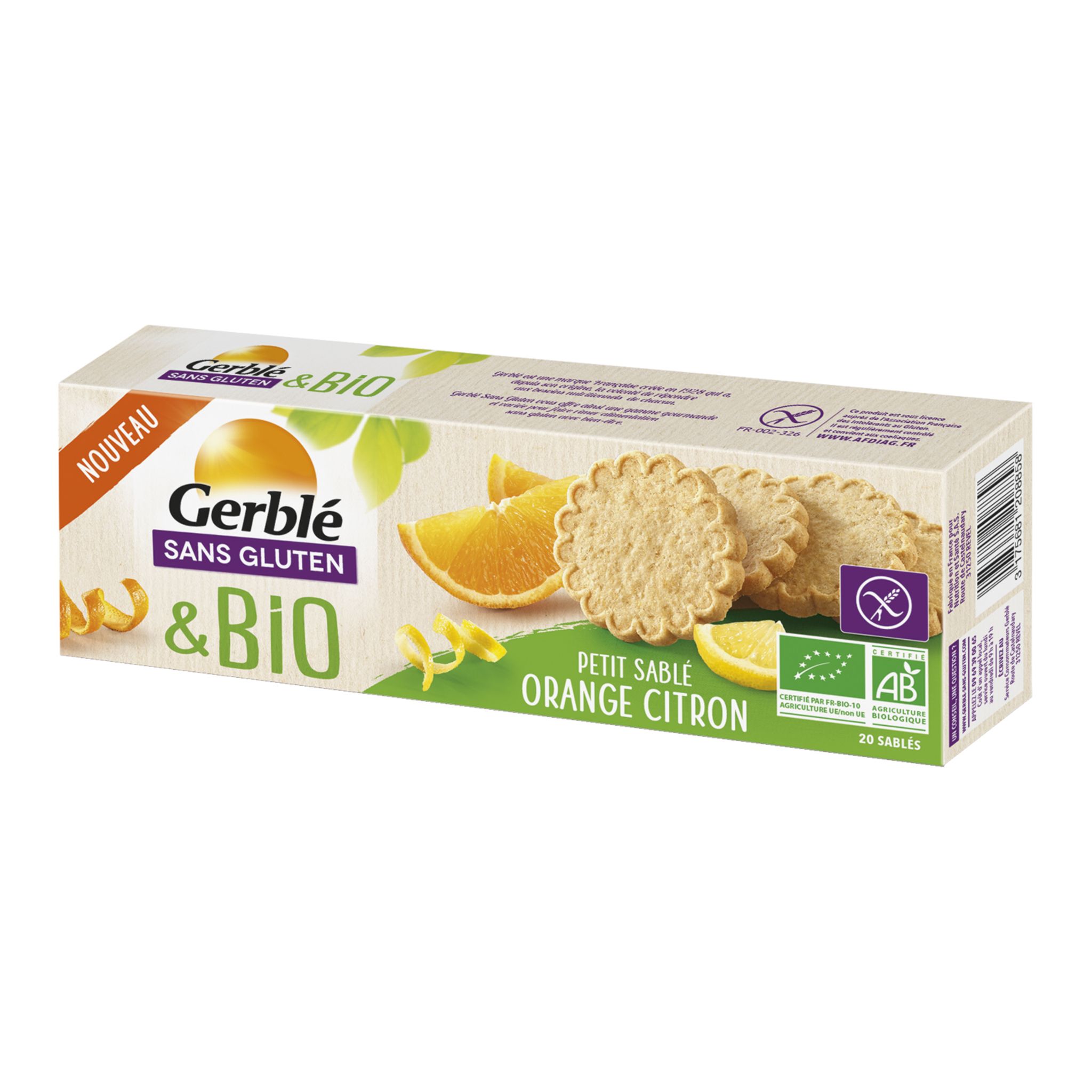 GERBLE Gerblé sans gluten sablé orange citron bio 120g pas cher - Auchan.fr