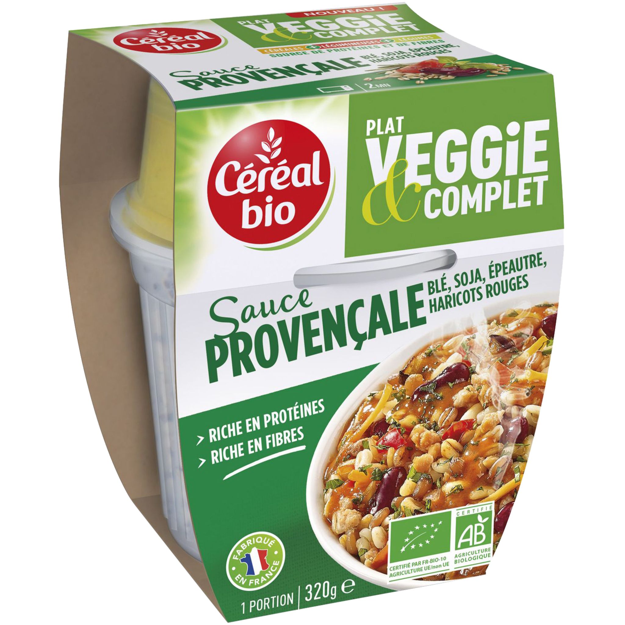 CEREAL BIO Céréal Bio plat veggie complet sauce provençale 320g pas ...
