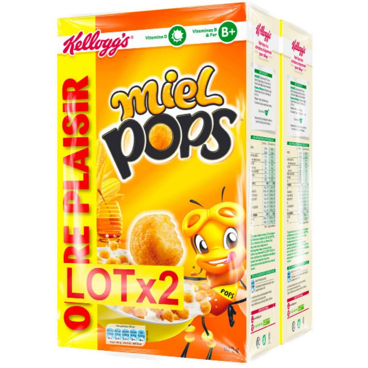 KELLOGG'S Miel Pops Céréales au miel 2x260g 1,24kg pas cher - Auchan.fr