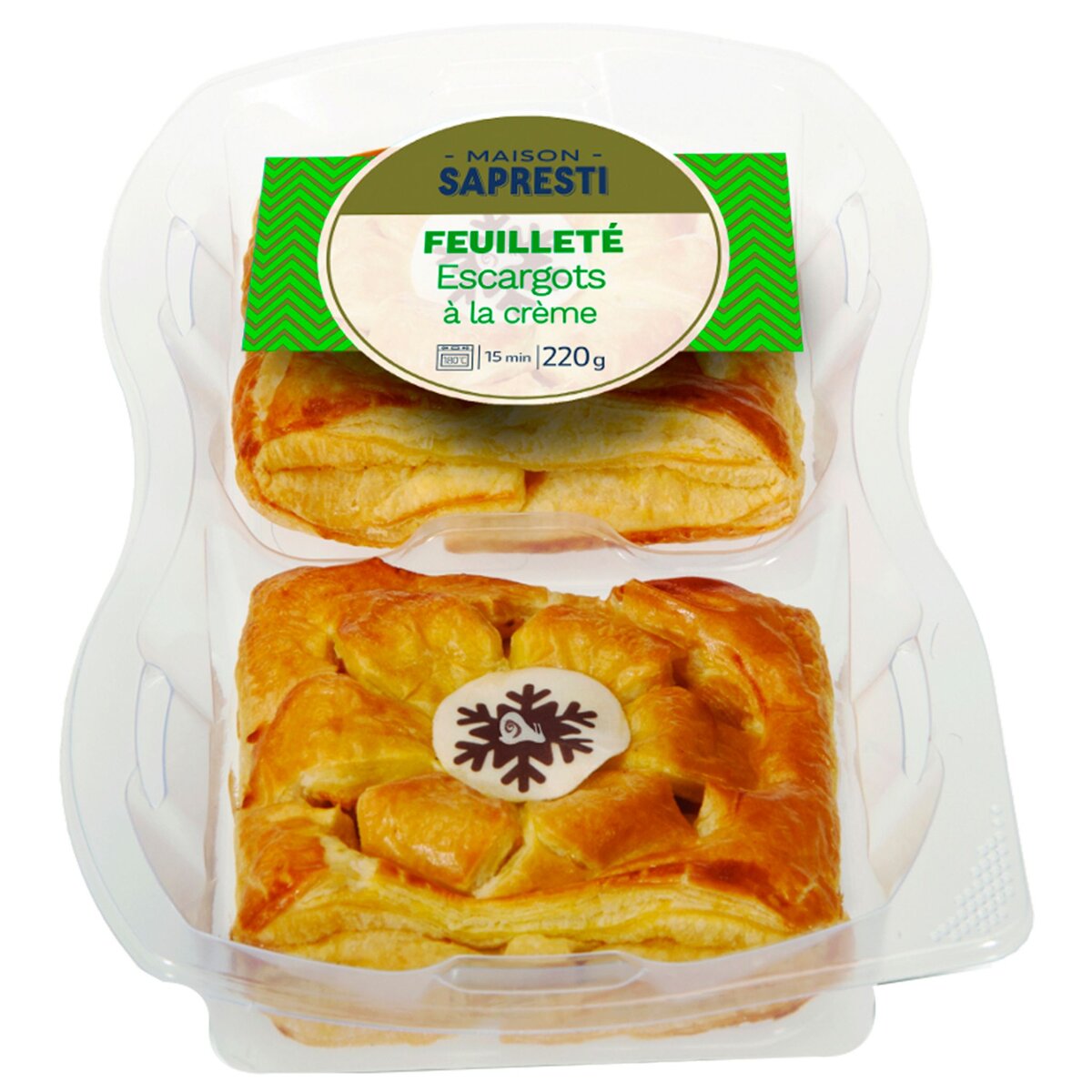 MAISON SAPRESTI Feuilleté d'escargot à la crème 2 pièces 220g pas cher - Auchan.fr