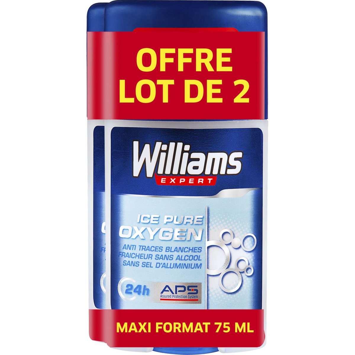 WILLIAMS Williams déodorant homme stick ice blue 2x75ml pas cher ...
