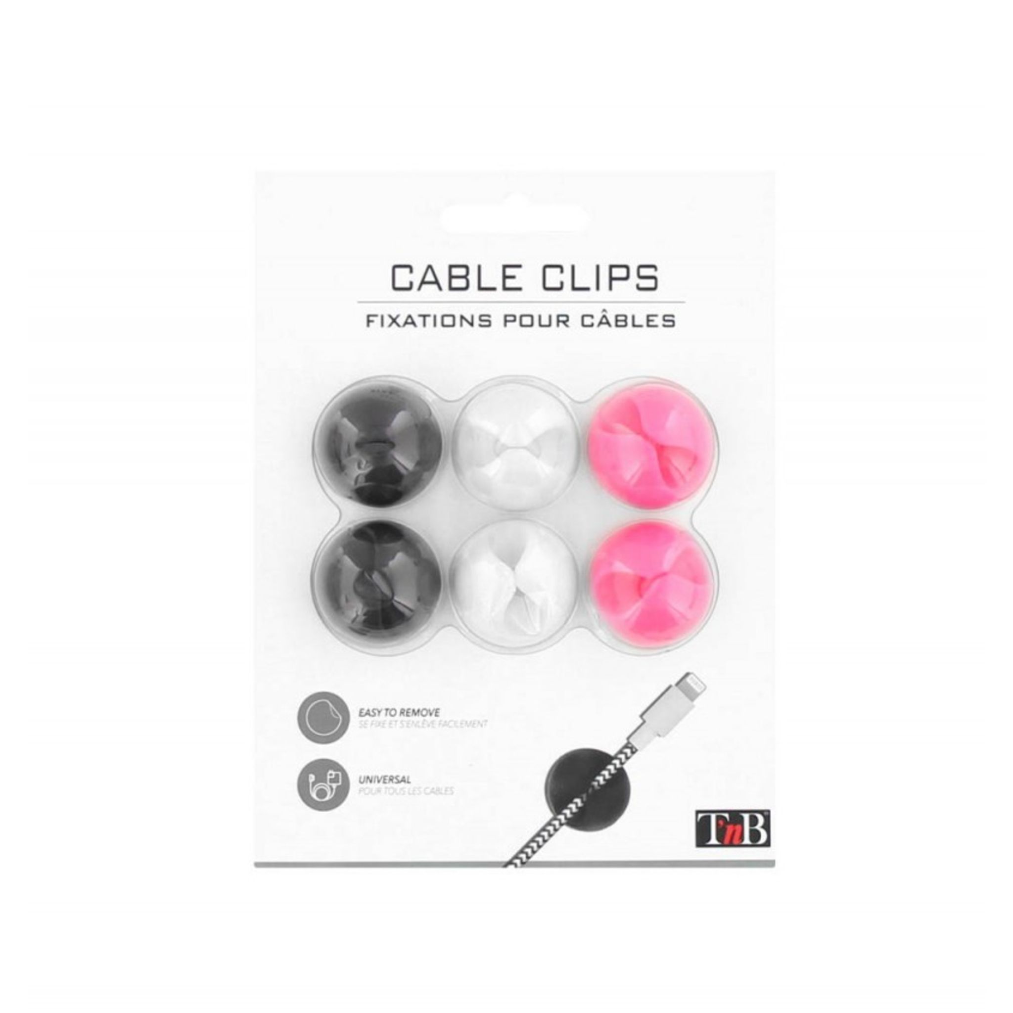 TNB Passe-câbles X1-Mix-Pack - Noir, Rose et Blanc pas cher - Auchan.fr