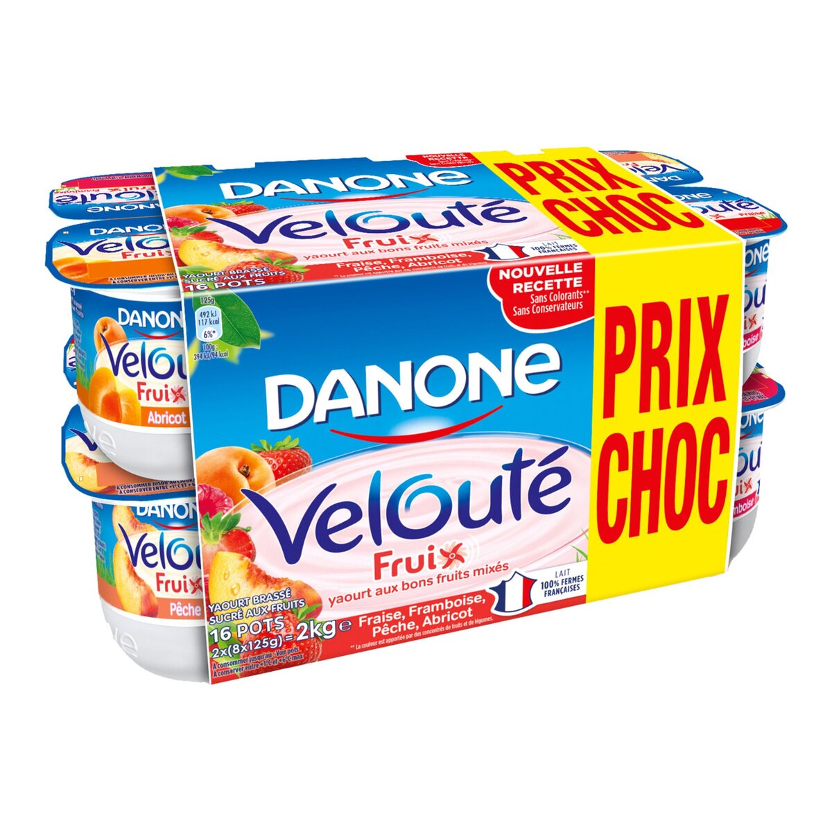 DANONE Yaourt brassé et mixé aux fruits panaché 16x125g pas cher - Auchan.fr