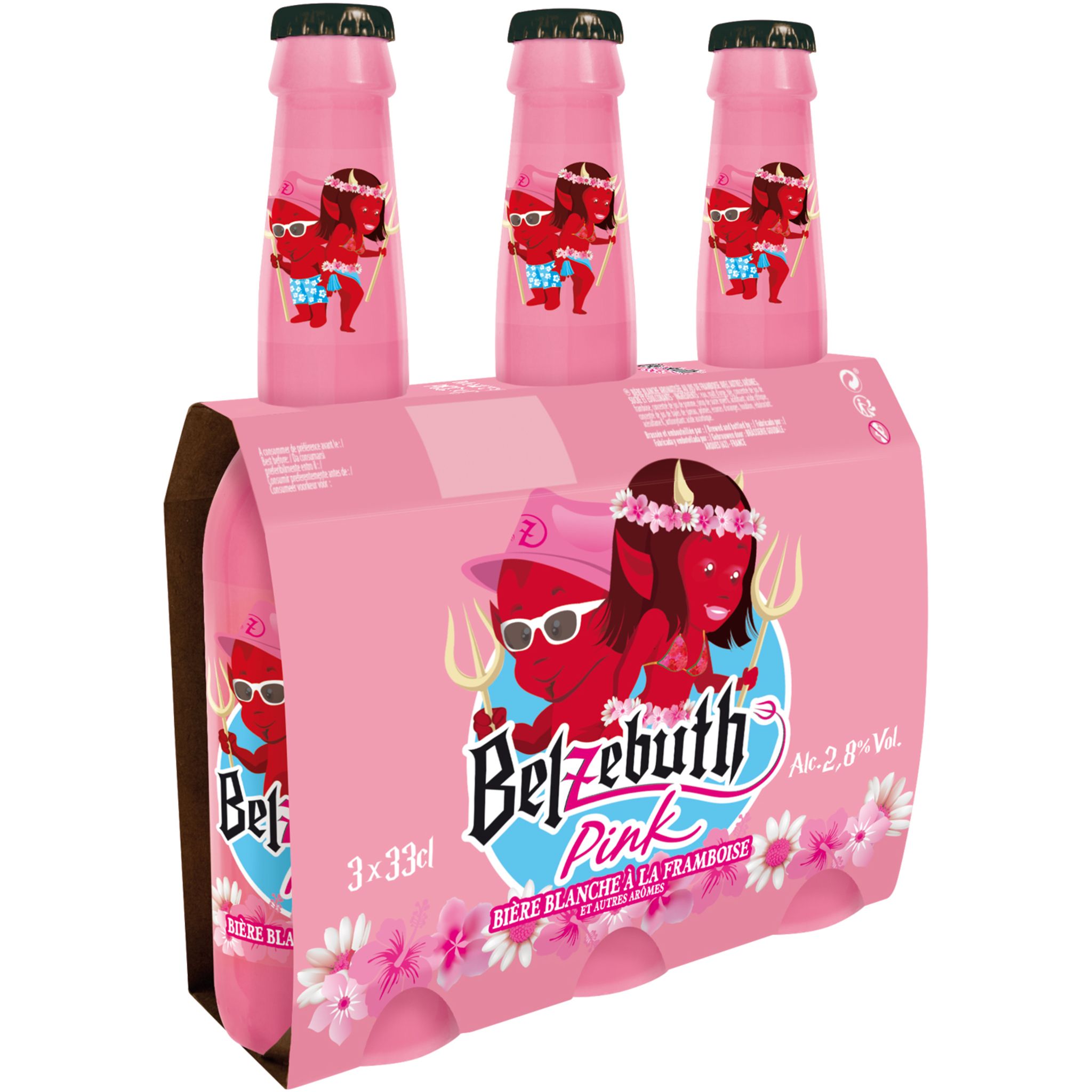 BELZEBUTH Belzebuth pink blanche aromatisée framboise 2,5°-3x33cl pas cher - Auchan.fr