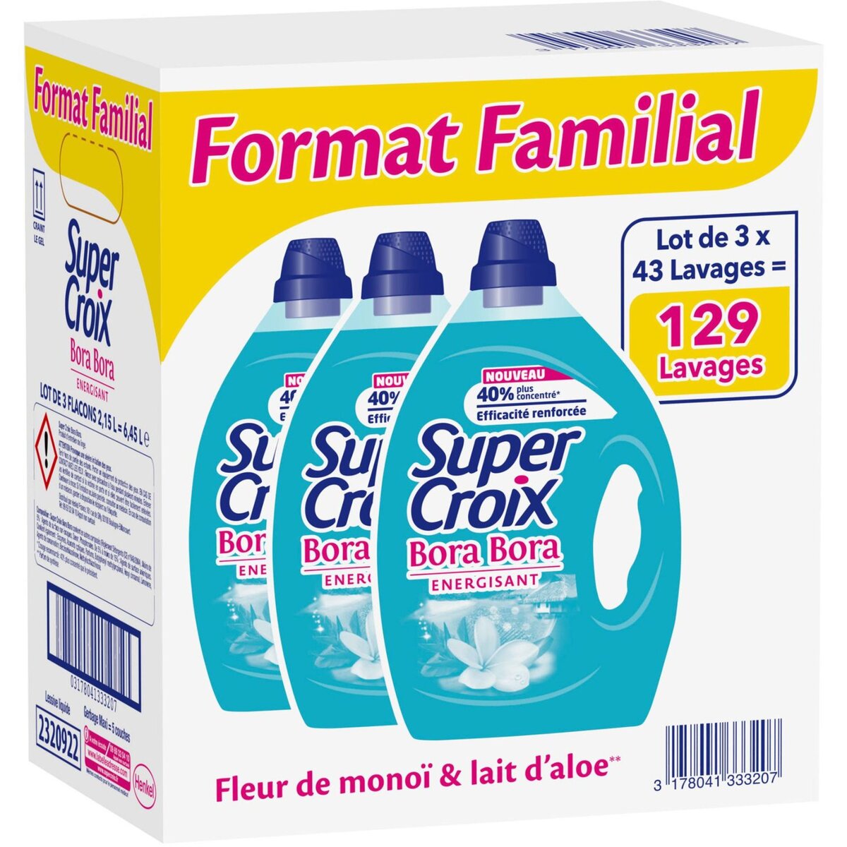 SUPER CROIX Super Croix lessive liquide Bora Bora 3x3l familial pas ...