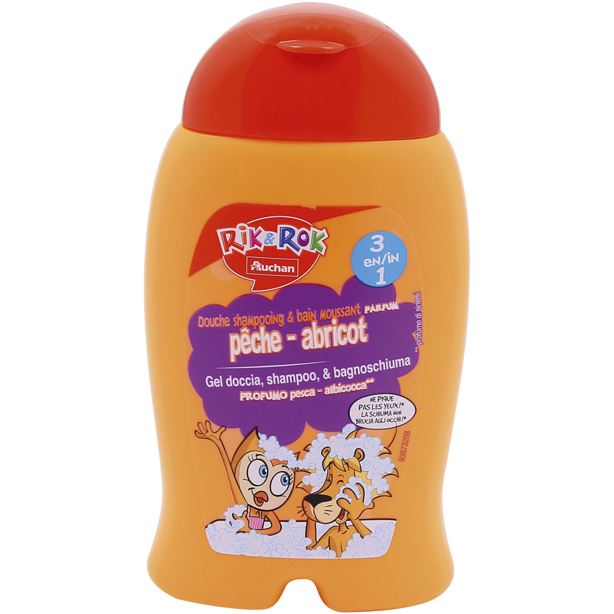 AUCHAN RIK ET ROK Rik & Rok shampooing bain douche 3en1 pêche abricot ...