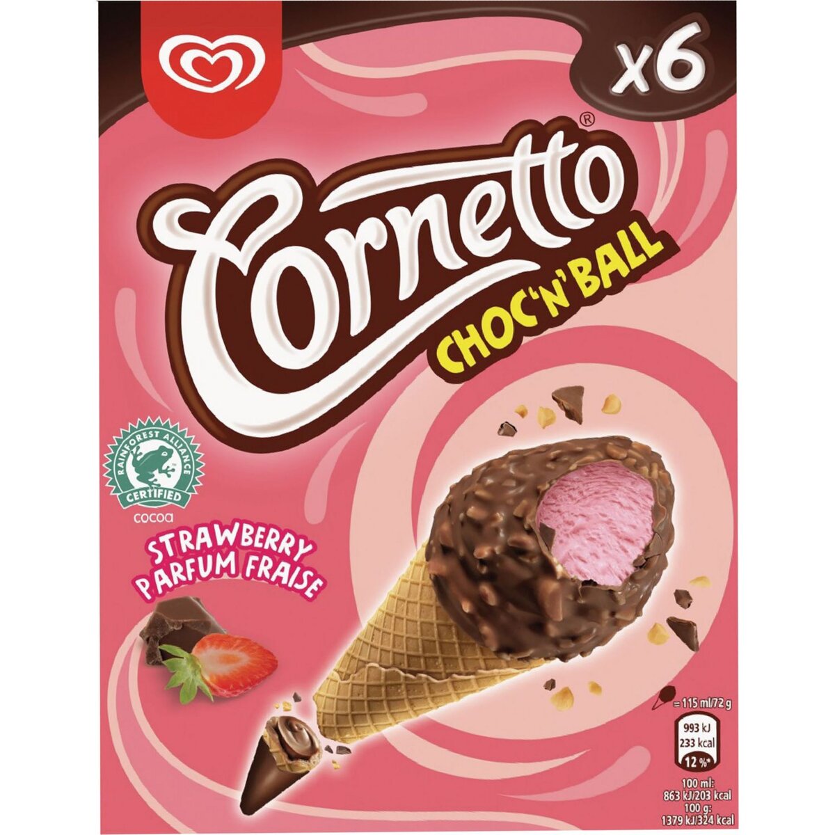 CORNETTO Cornetto choc'n'ball fraise 430g pas cher - Auchan.fr