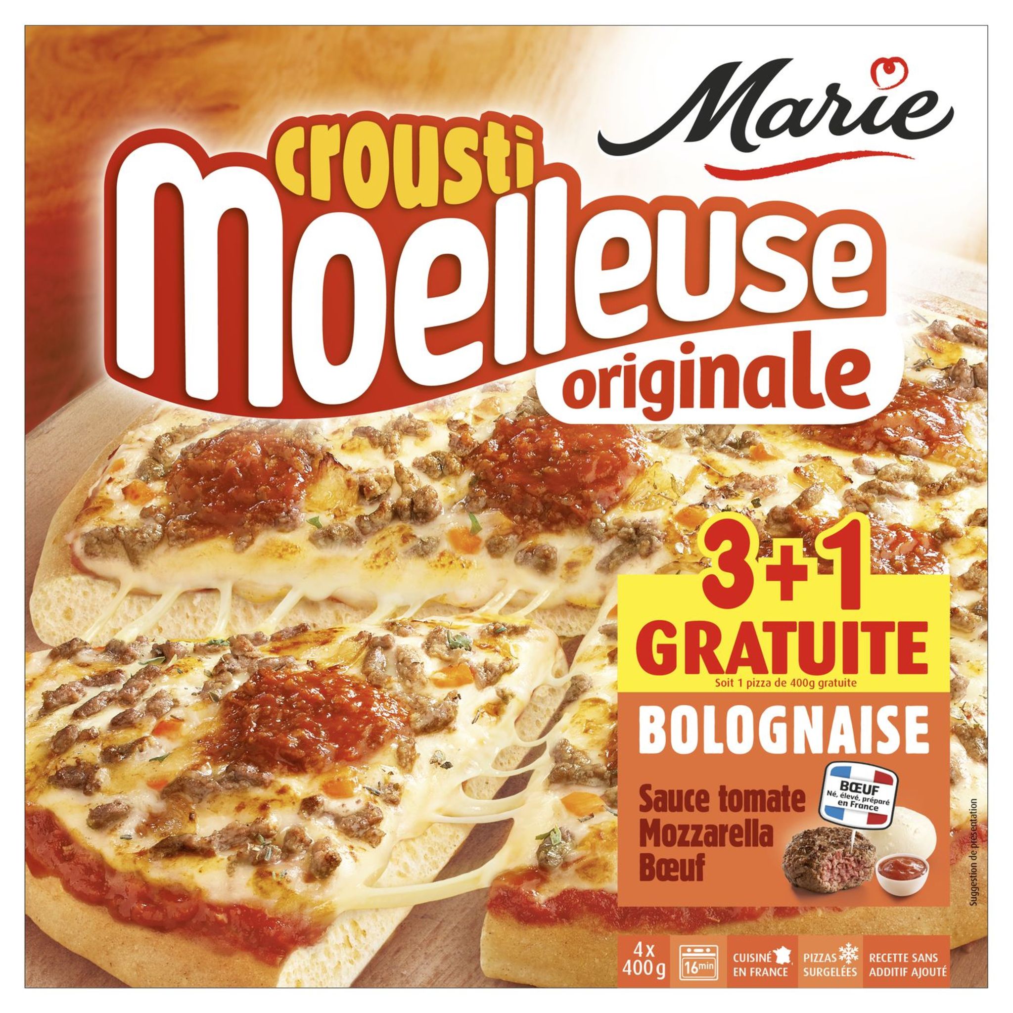 MARIE Marie pizza crousti moelleuse bolognaise x3 +1gt -1,6kg pas cher ...
