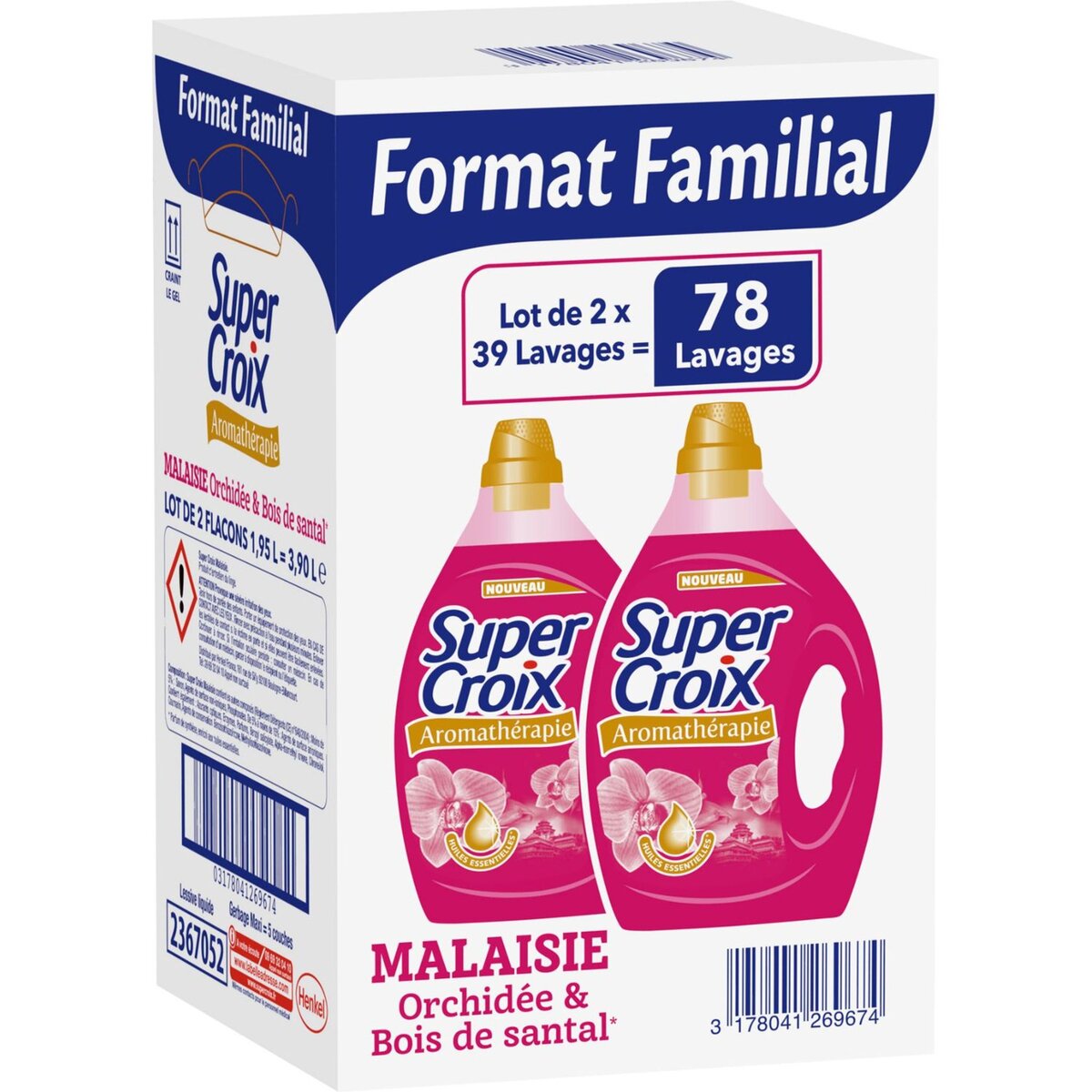 SUPER CROIX Super Croix lessive diluée Malaisie 78 lavages 2x1.95l pas ...