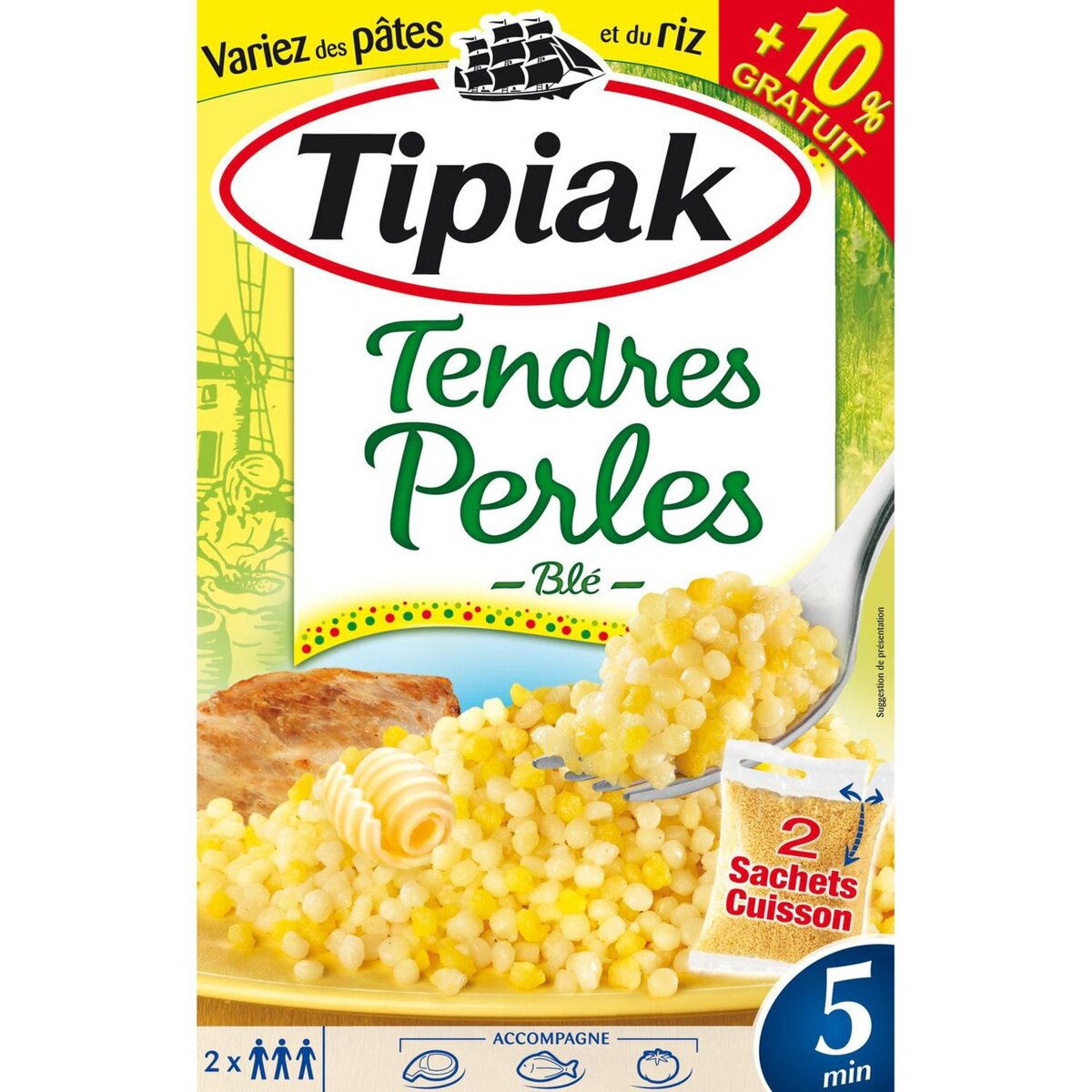 TIPIAK Tipiak tendres perles sachet 2x175g +10%offert pas cher - Auchan.fr