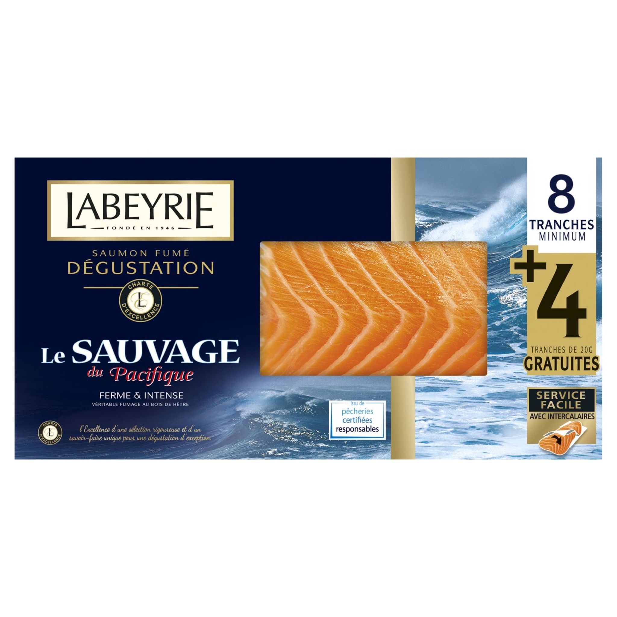 LABEYRIE Labeyrie saumon fumé sauvage tranche x8 +4offertes 320g pas ...