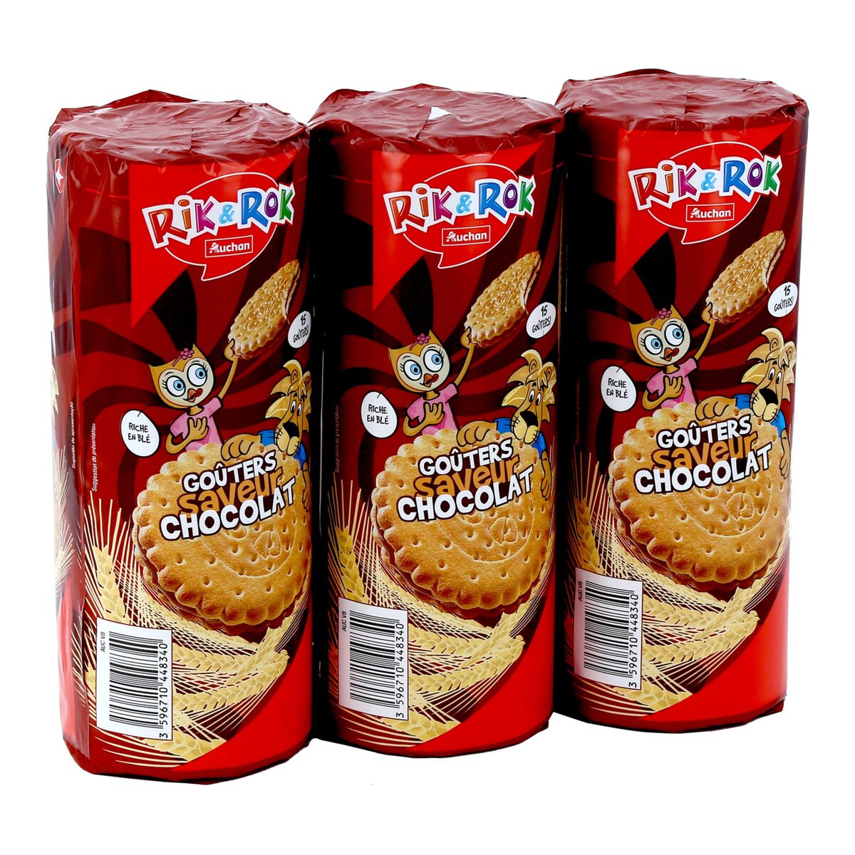 RIK ET ROK Rik&Rok goûters fourrés ronds au chocolat 3x300g pas cher ...