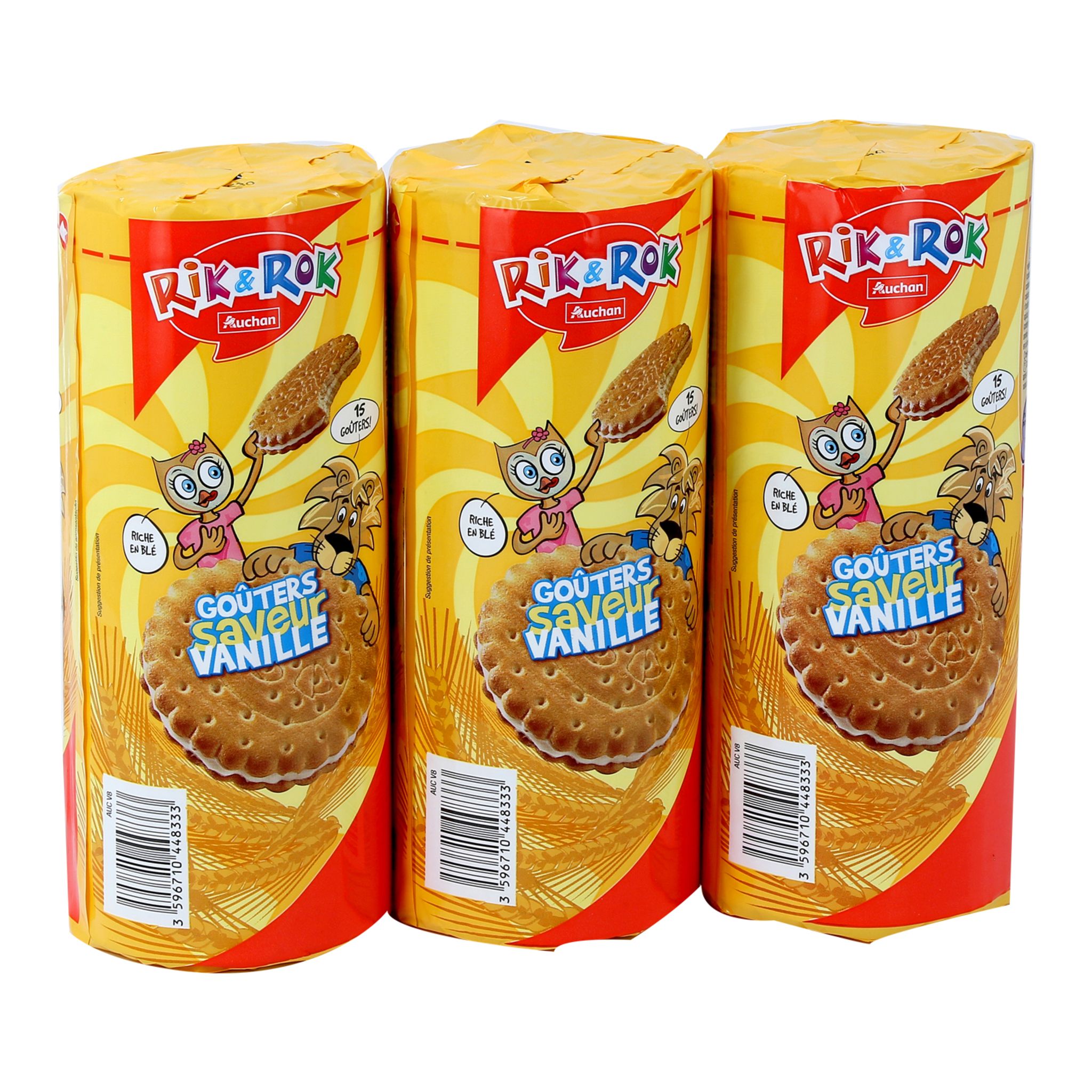 RIK ET ROK Rik et Rok goûter fourrés ronds à la vanille 3x300g pas cher ...