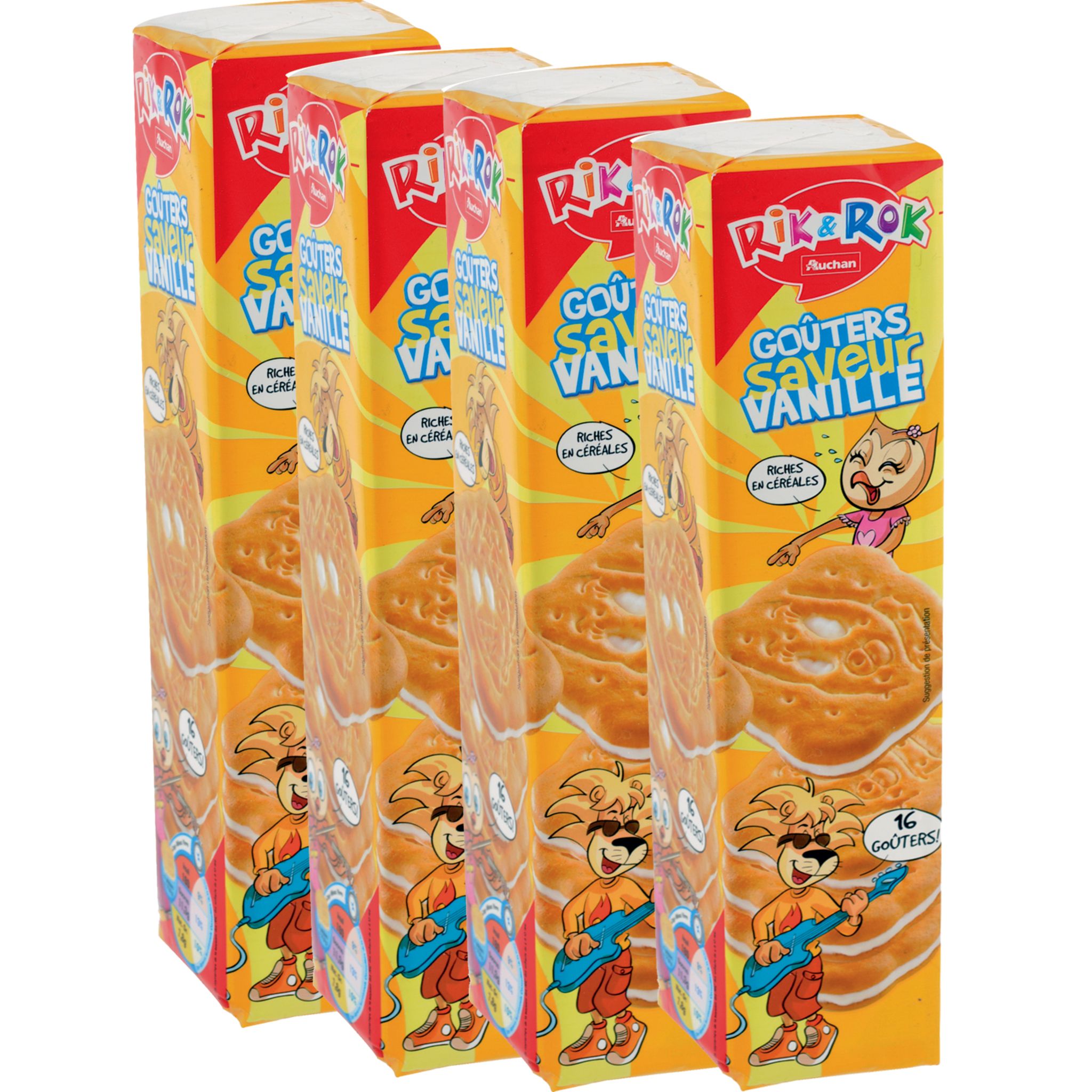AUCHAN RIK & ROK Rik&Rok fourrés vanille 4x16 -1,2kg pas cher - Auchan.fr