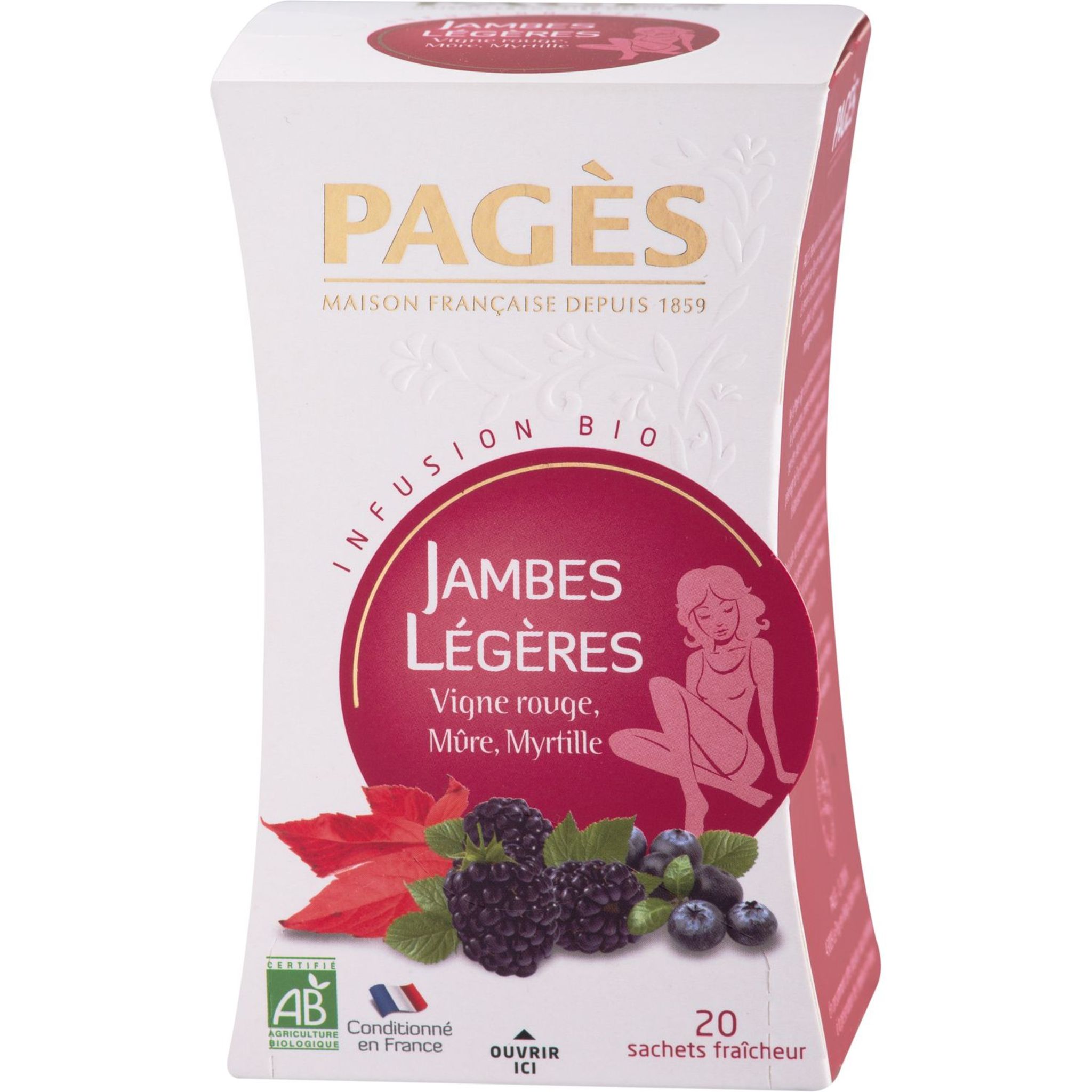 PAGES Infusion bio jambes légères vigne rouge mûre et myrtille 20 ...