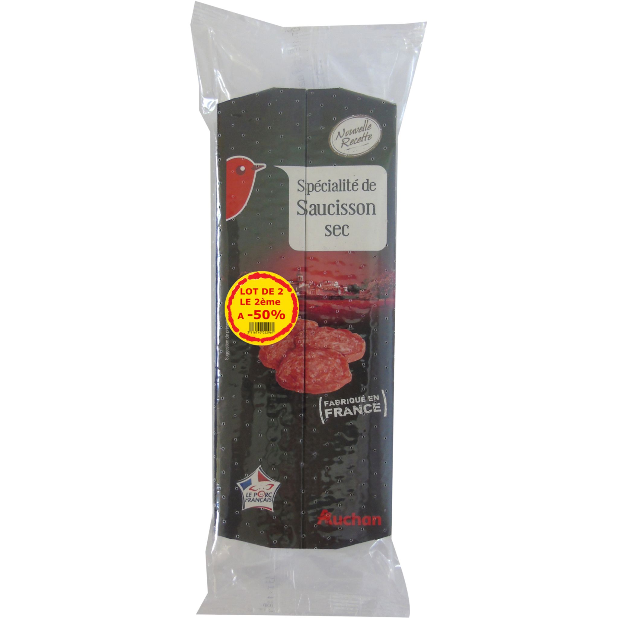 AUCHAN Auchan saucisson sec 2x200g dont 50% sur le 2ème pas cher ...
