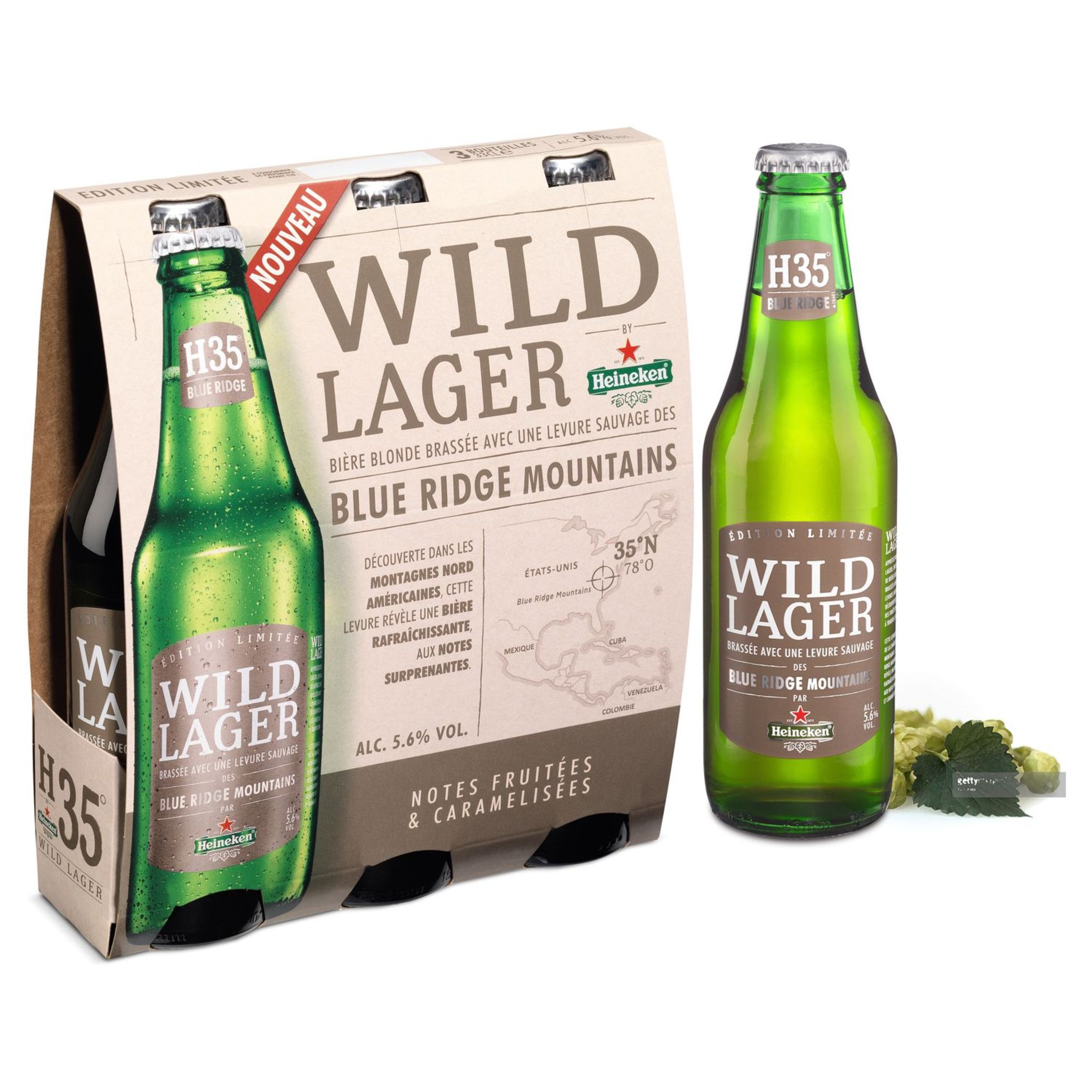 HEINEKEN Heineken Wild lager H35 bière levure Blue Ridge 5,3° -3x33cl ...