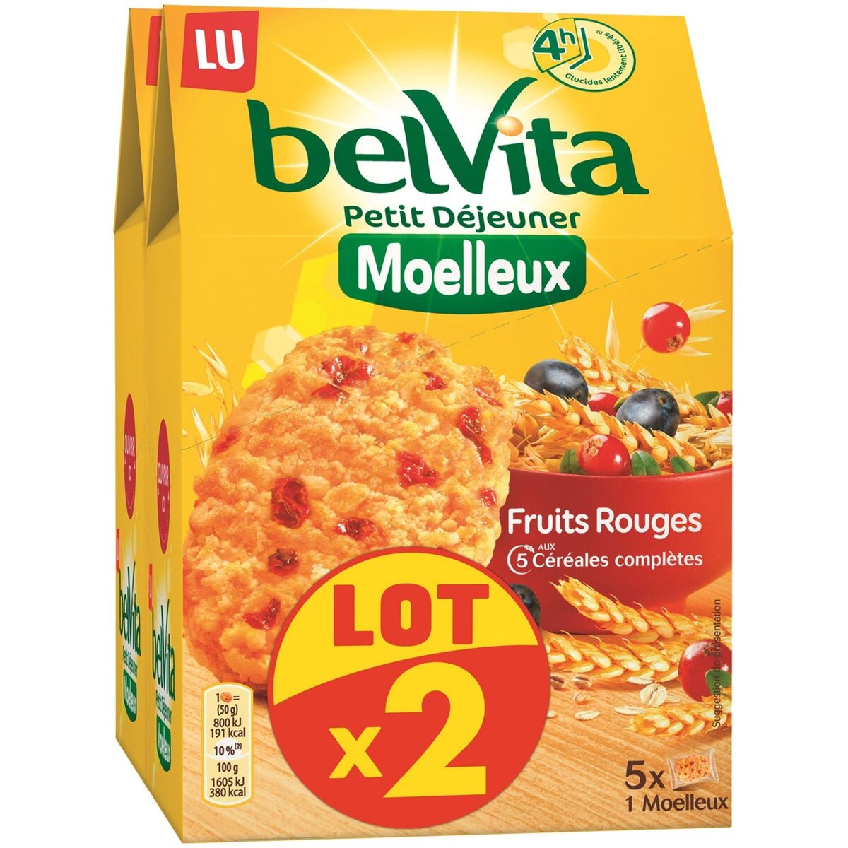 BELVITA Belvita moelleux fruits rouges 2x250g pas cher - Auchan.fr
