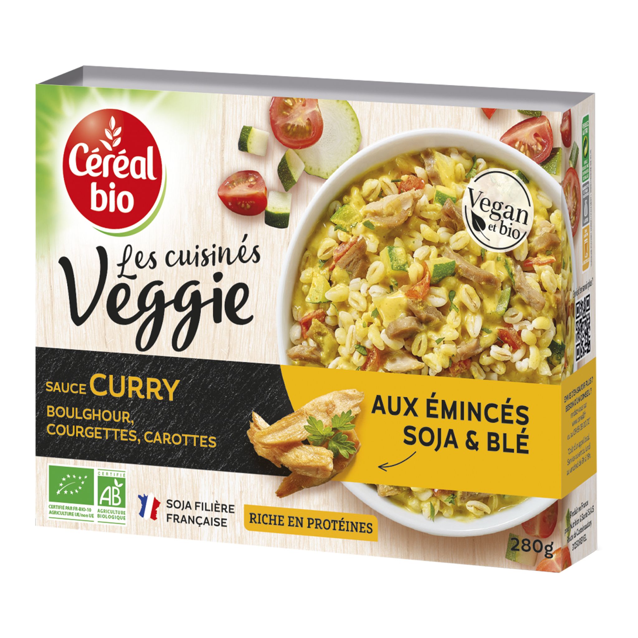 CEREAL BIO Céréal Bio plat veggie émincés soja et blé curry coco 280g ...