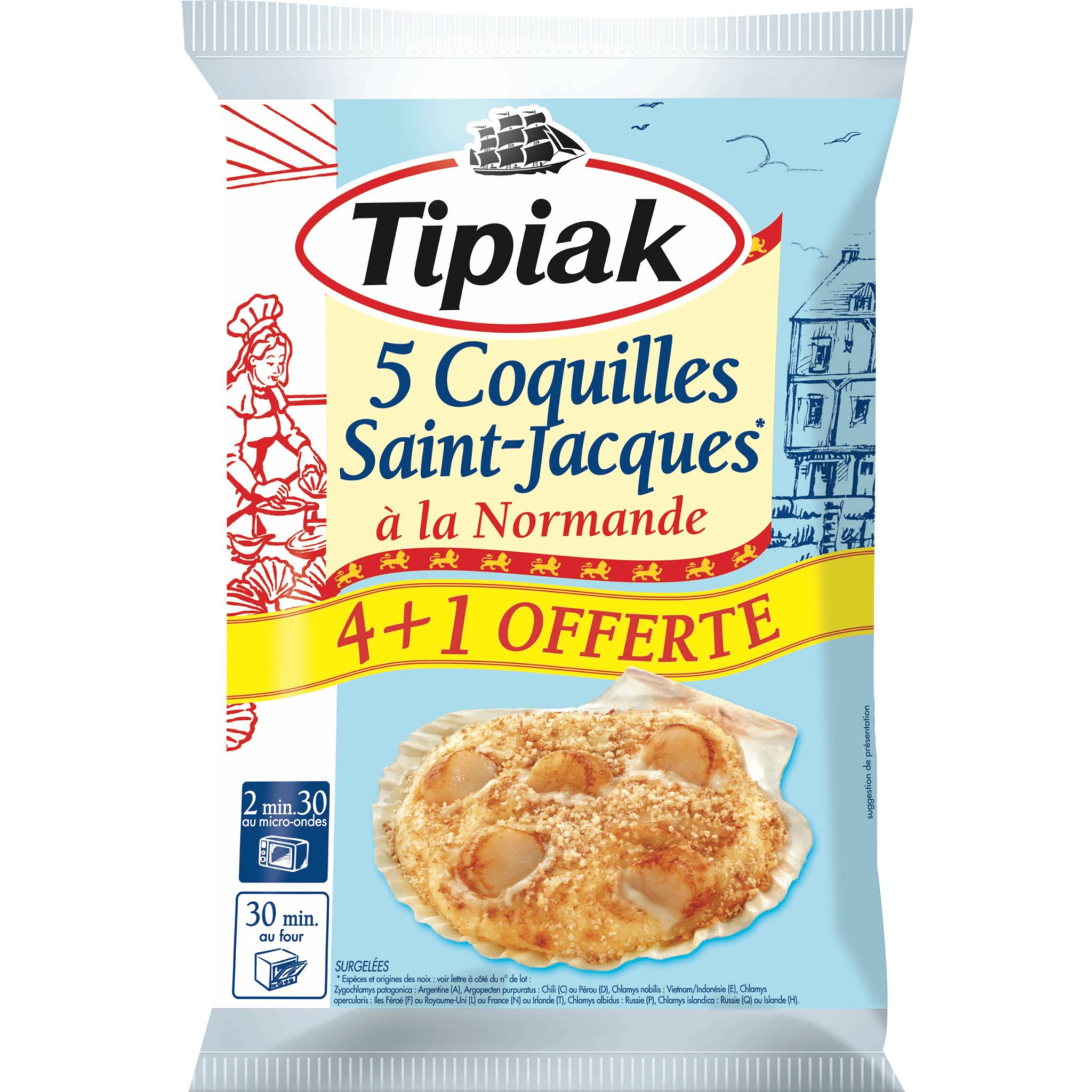 TIPIAK Tipiak coquilles St Jacques x4 +1offerte 450g pas cher - Auchan.fr