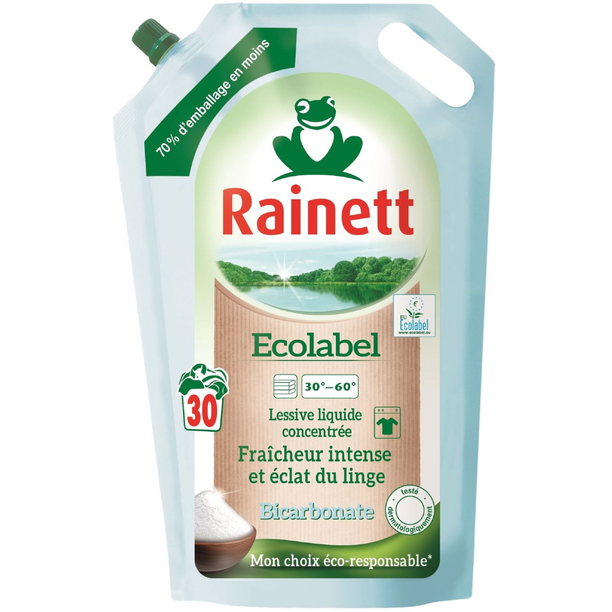 RAINETT Lessive liquide écologique au bicarbonate 30 lavages 1,98l pas ...