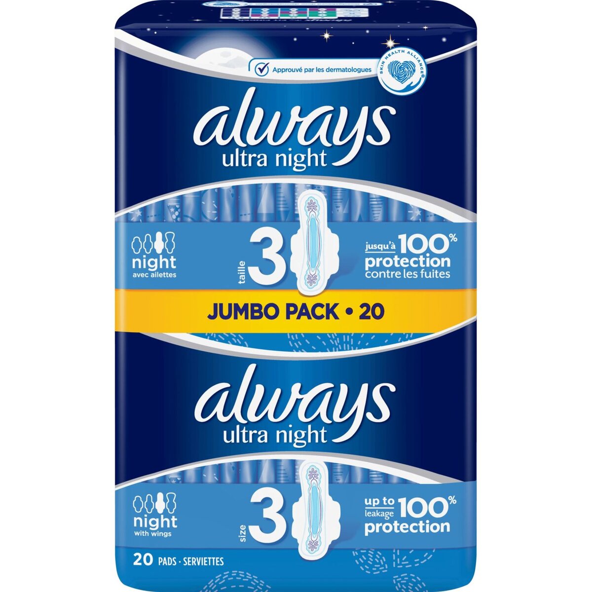 ALWAYS Always serviette hygiénique ultra nuit x20 big pack pas cher ...