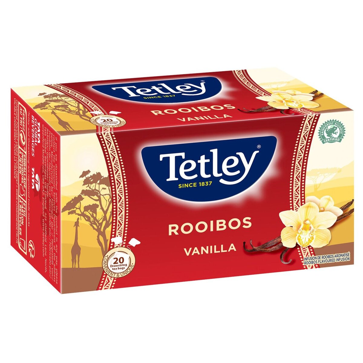 TETLEY Thé rooibos à la vanille 20 sachets 35g pas cher - Auchan.fr