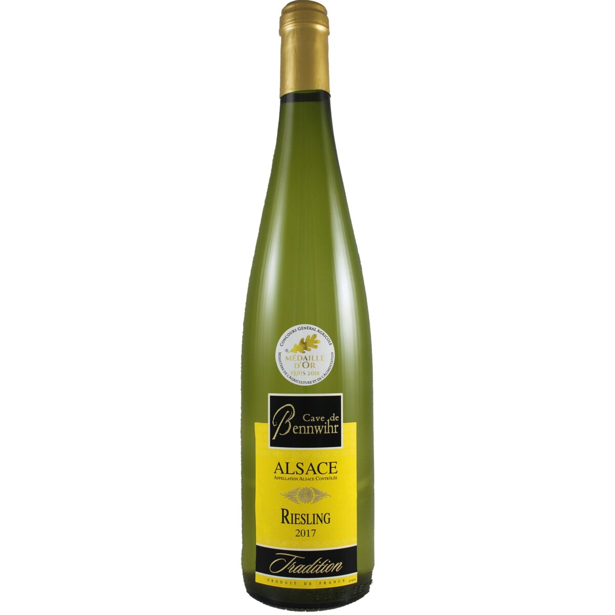 AOP Alsace Riesling Cave de Bennwihr tradition blanc 75cl pas cher - Auchan.fr