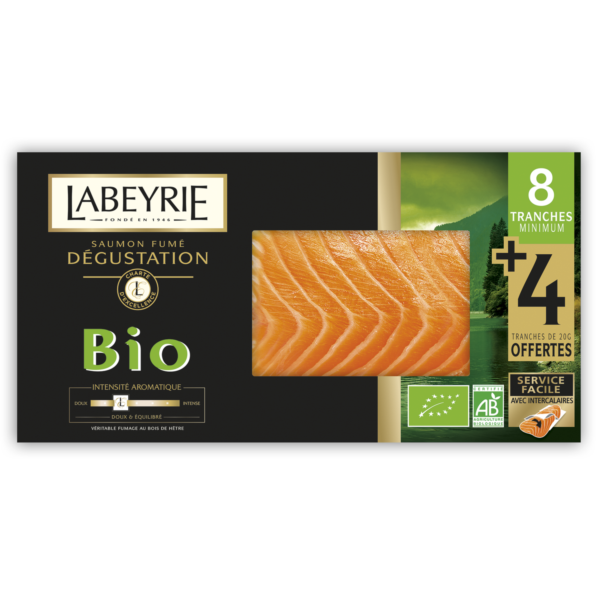 LABEYRIE Labeyrie saumon fumé bio x8 +4offertes 320g pas cher - Auchan.fr