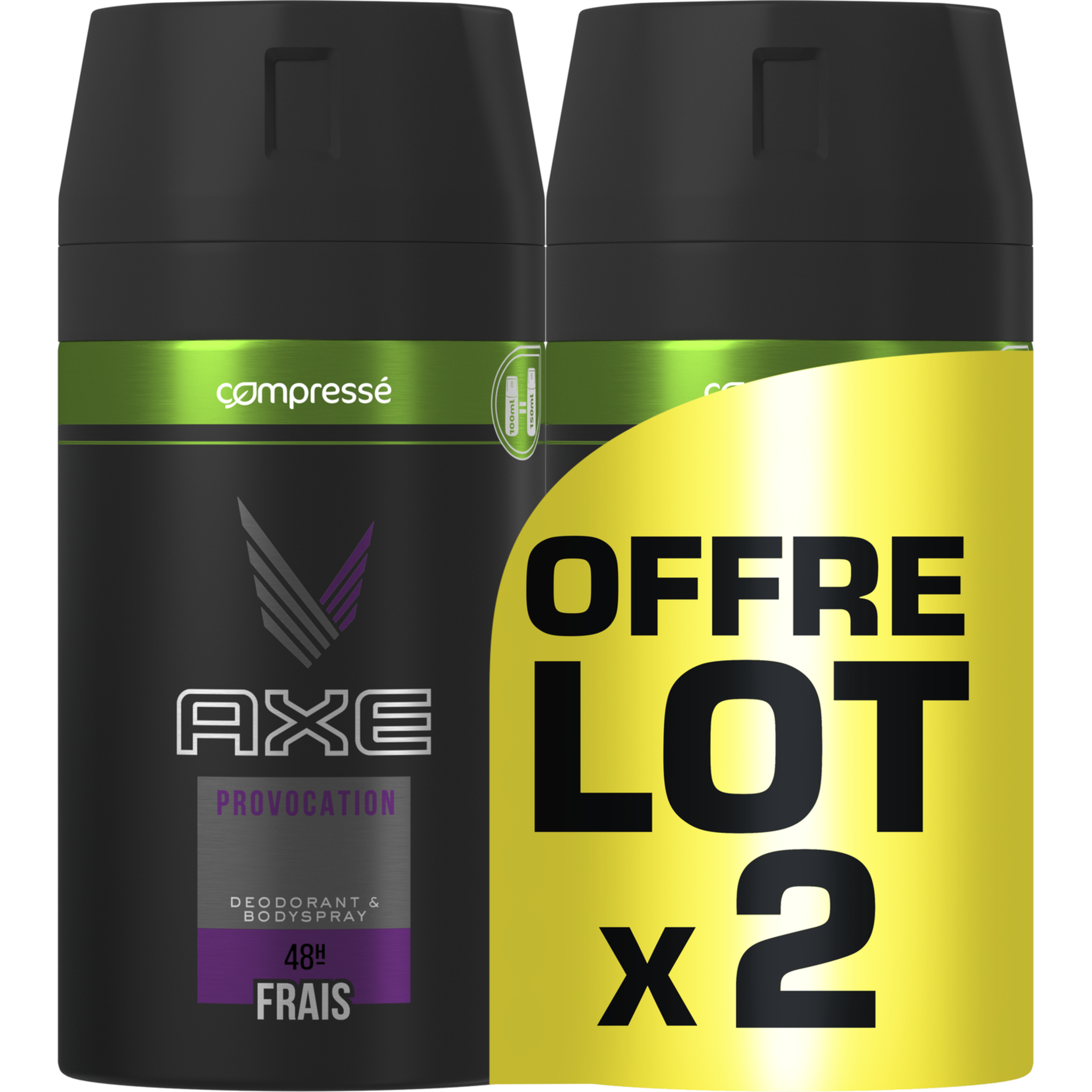 AXE Déodorant spray compressé homme 48h provocation 2x100ml pas cher - Auchan.fr