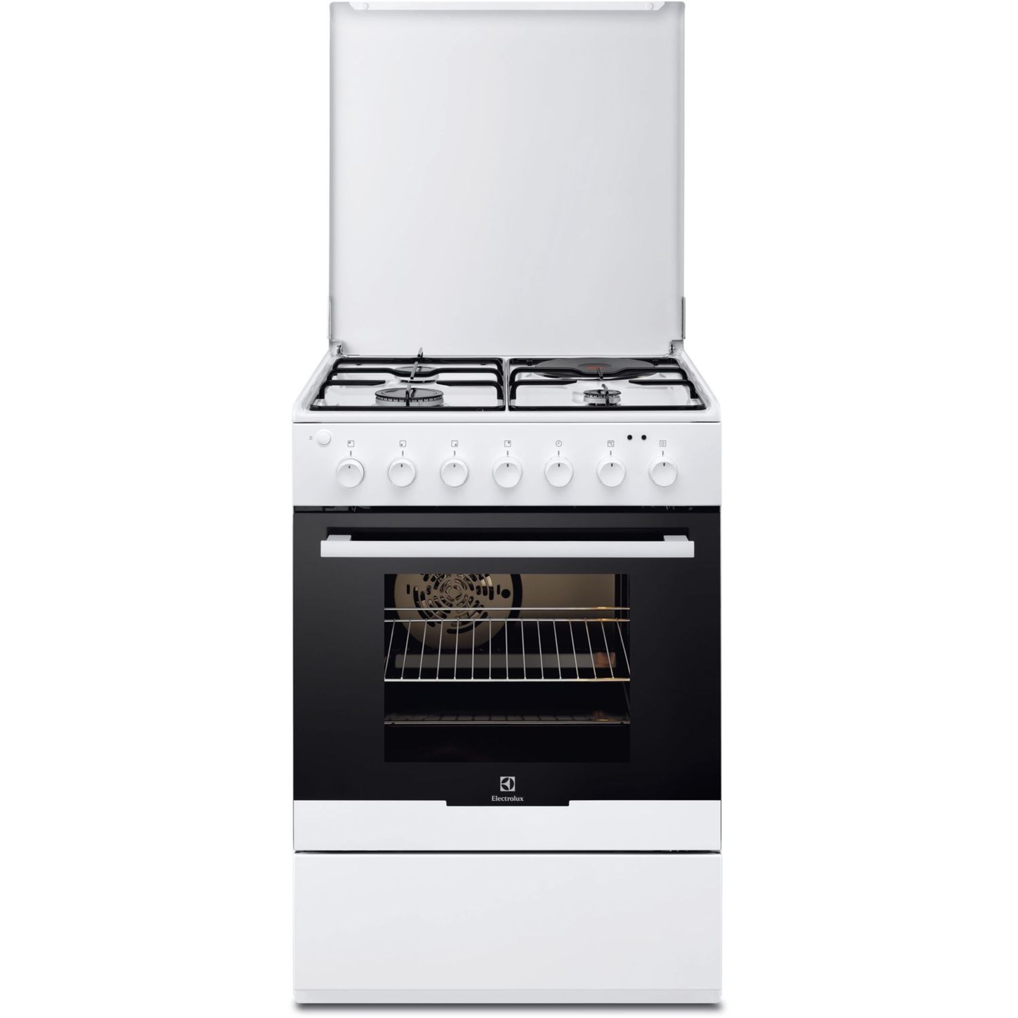 ELECTROLUX Cuisinière mixte EKM60300 OW, 60 cm, 3 foyer gaz + 1 foyer ...