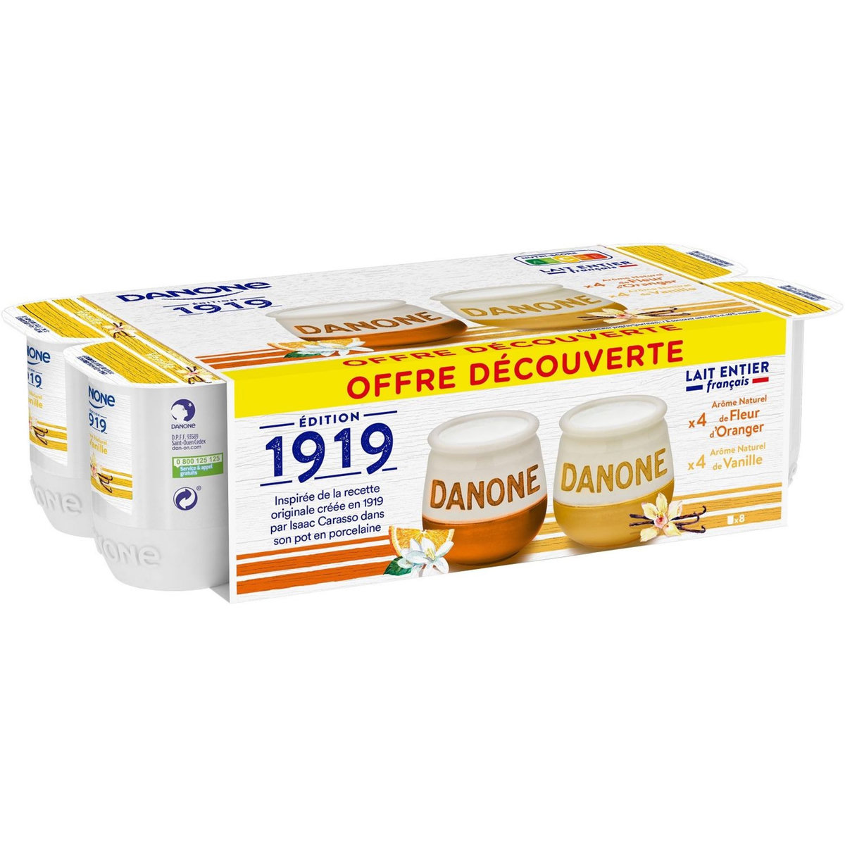 DANONE Danone yaourt au lait entier panaché 8x125g pas cher - Auchan.fr