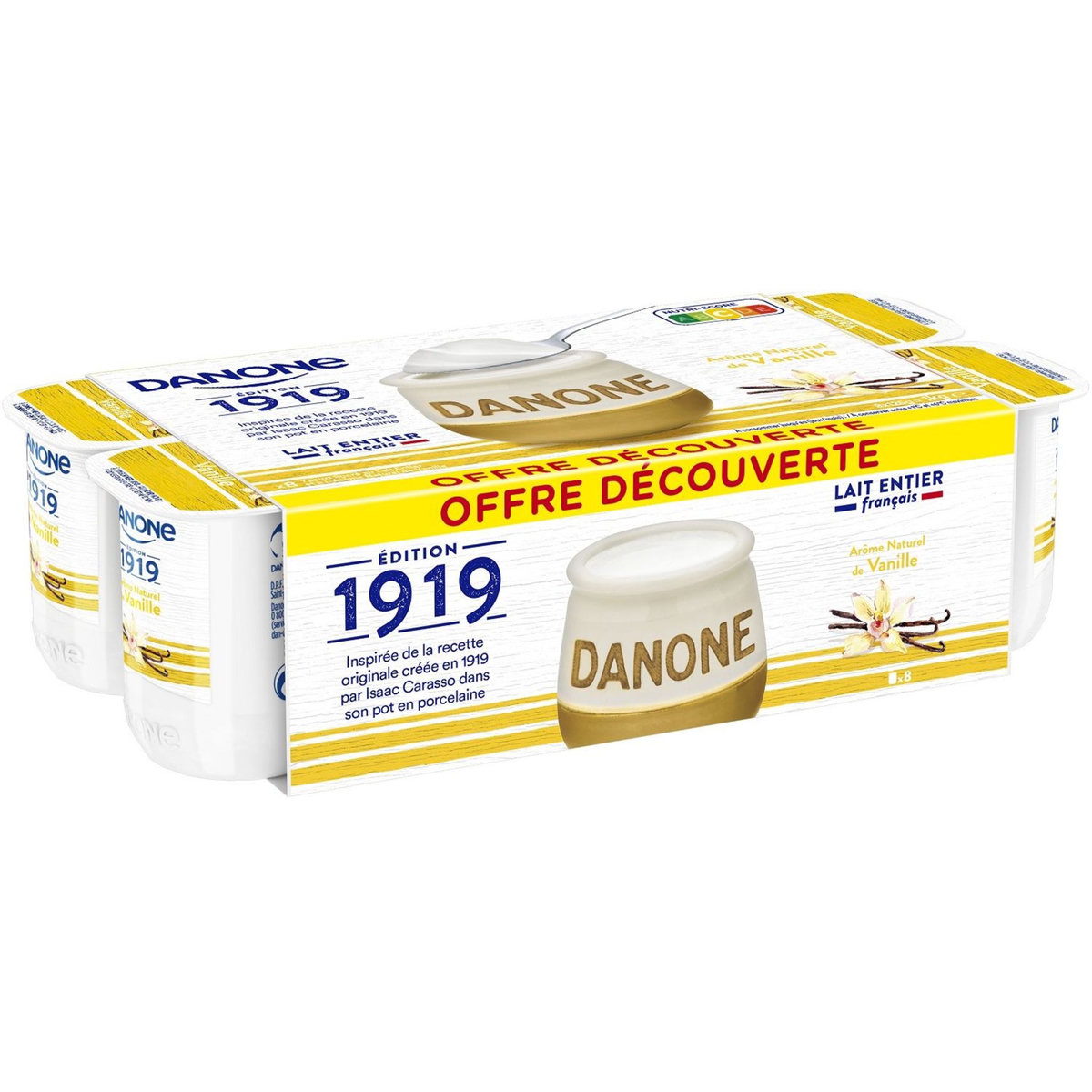 DANONE Danone yaourt au lait entier vanille 8x125g pas cher - Auchan.fr