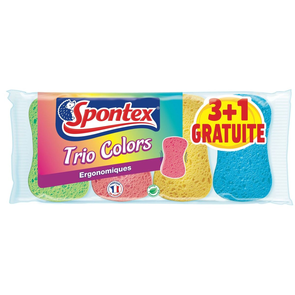 SPONTEX Spontex éponge ergonomique trio colors x3 +1offerte pas cher ...