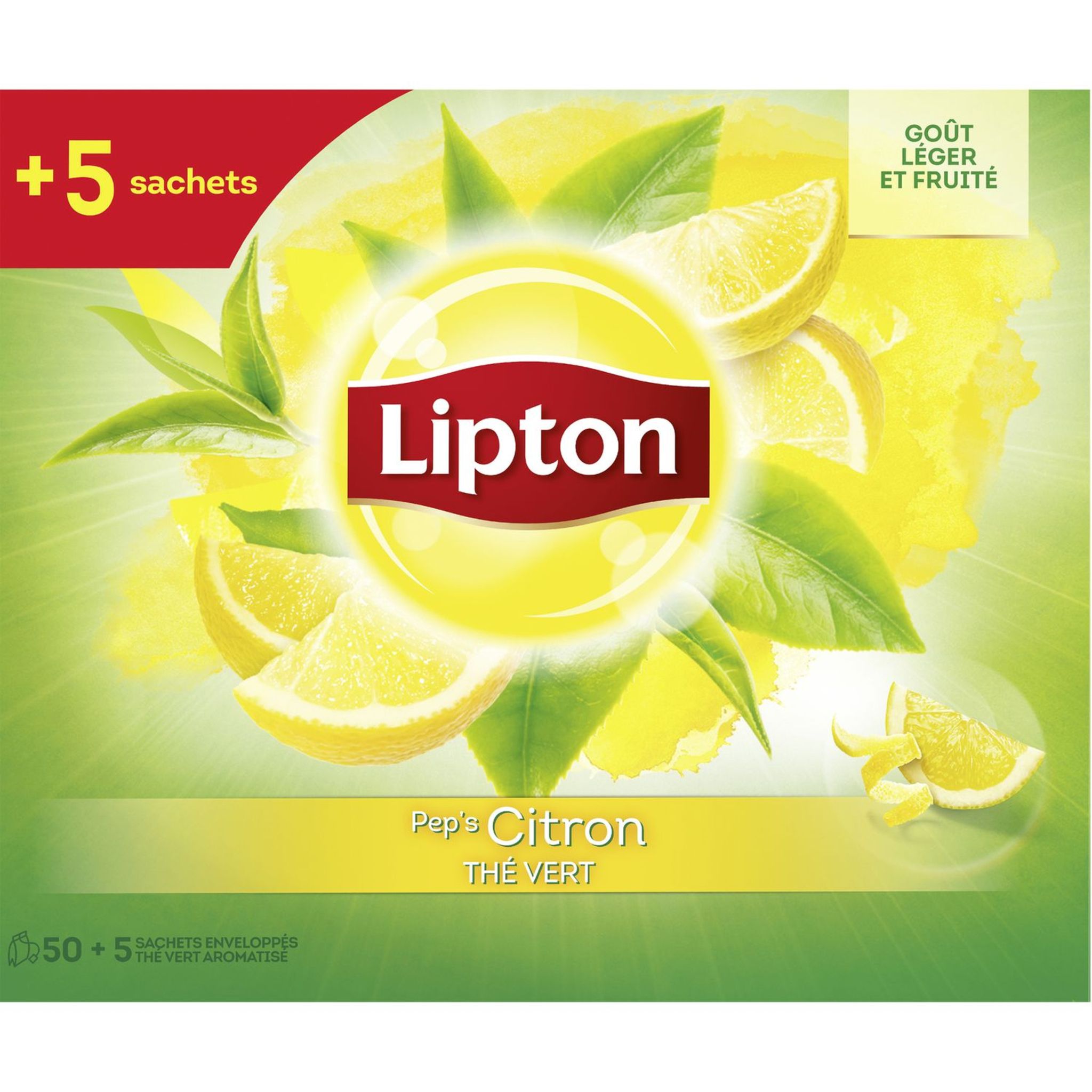 LIPTON Lipton thé vert citron sachet x50 +5gts 150g pas cher - Auchan.fr