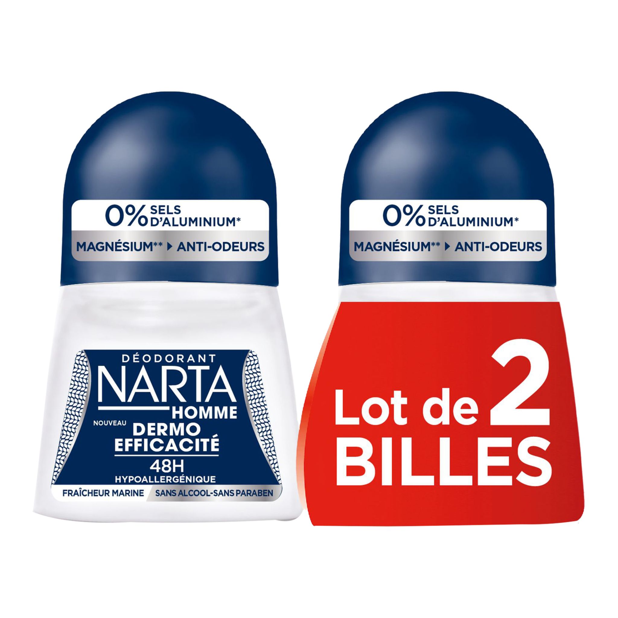 NARTA Narta homme déodorant bille dermo efficacité 2x50ml pas cher ...