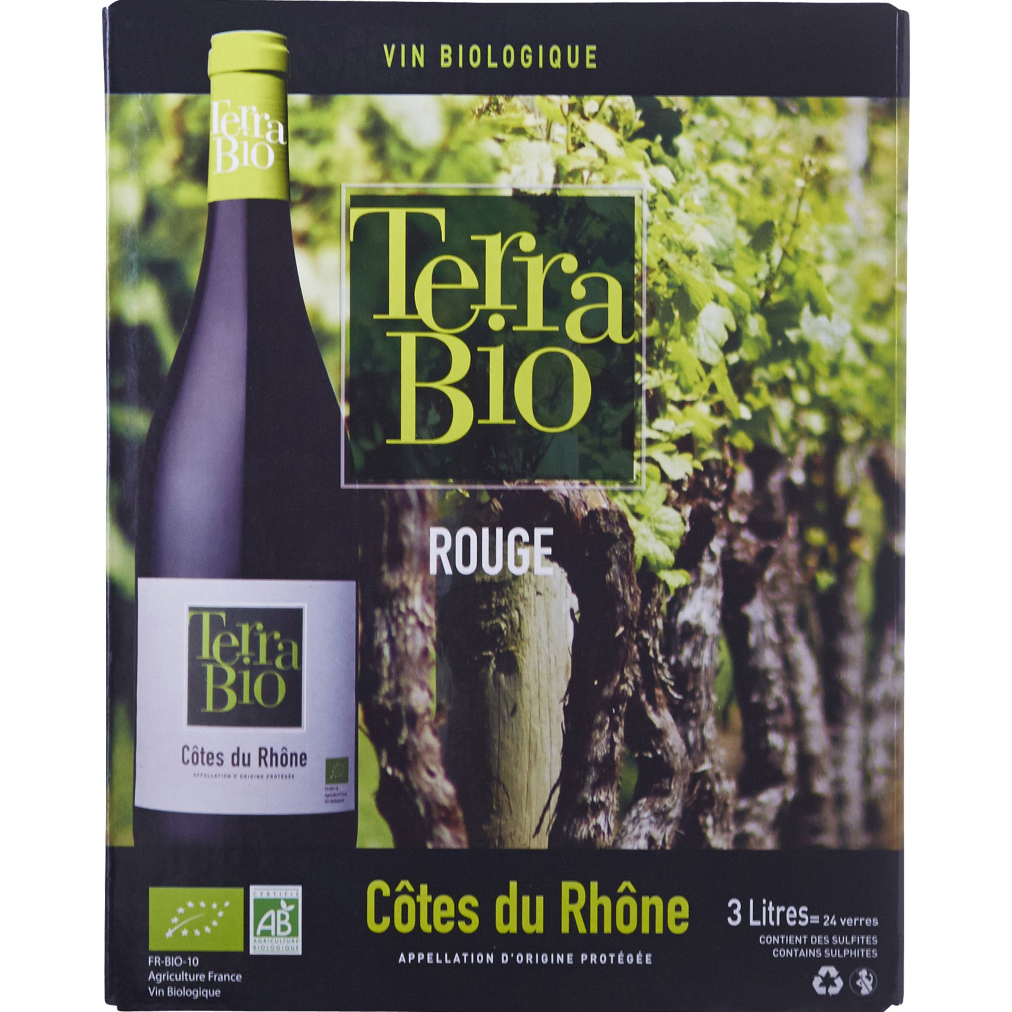 Côtes du Rhône Terrabio rouge bio 3l pas cher - Auchan.fr
