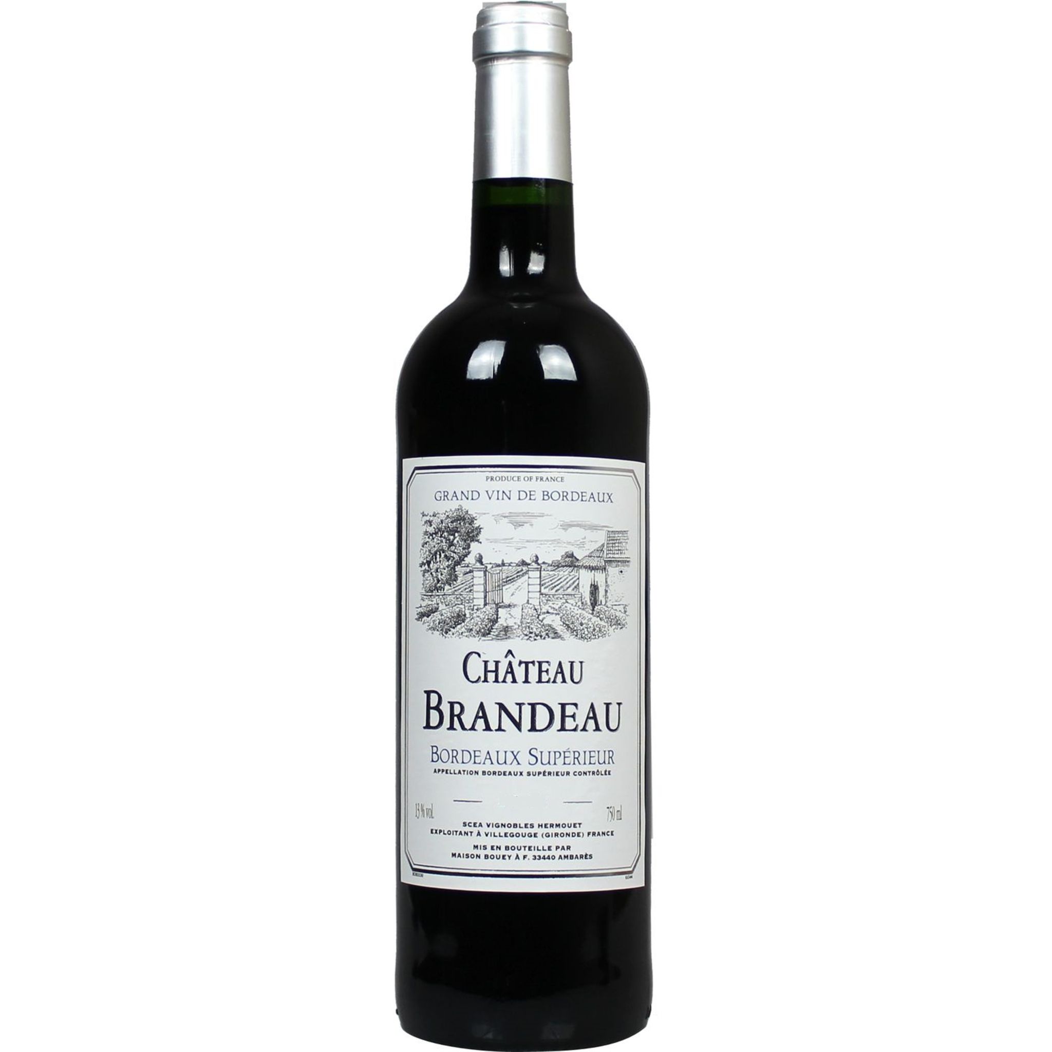 Vin rouge AOP Bordeaux-Supérieur Château de Brandeau 75cl pas cher ...