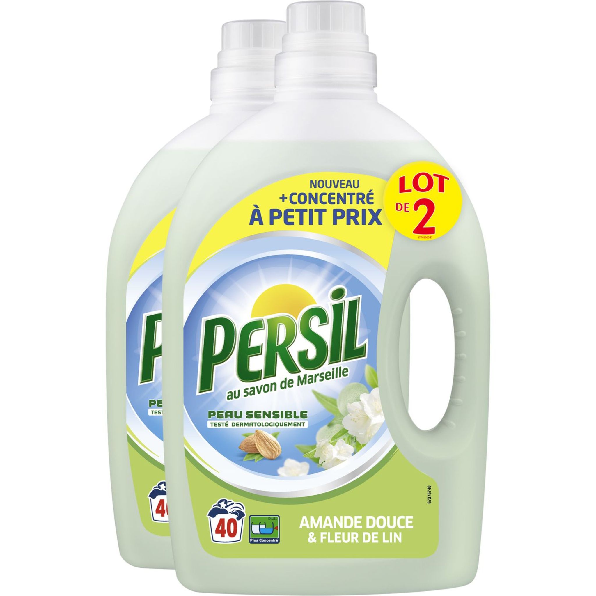PERSIL Lessive liquide amande douce & fleur de lin 80 lavages 2x2l pas ...