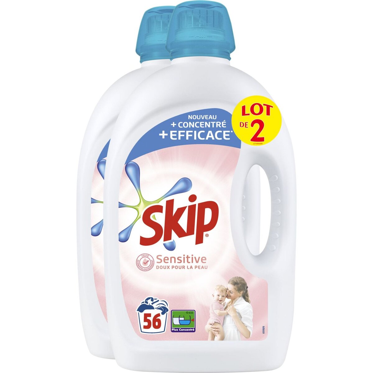 SKIP Skip Sensitive lessive liquide douce pour la peau 112 lavages 2x2 ...