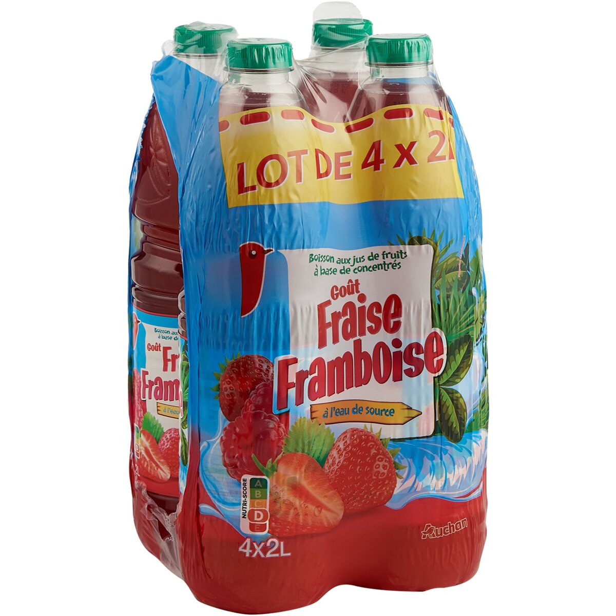 AUCHAN Boisson aux fruits goût fraise et framboise 4x2l pas cher ...